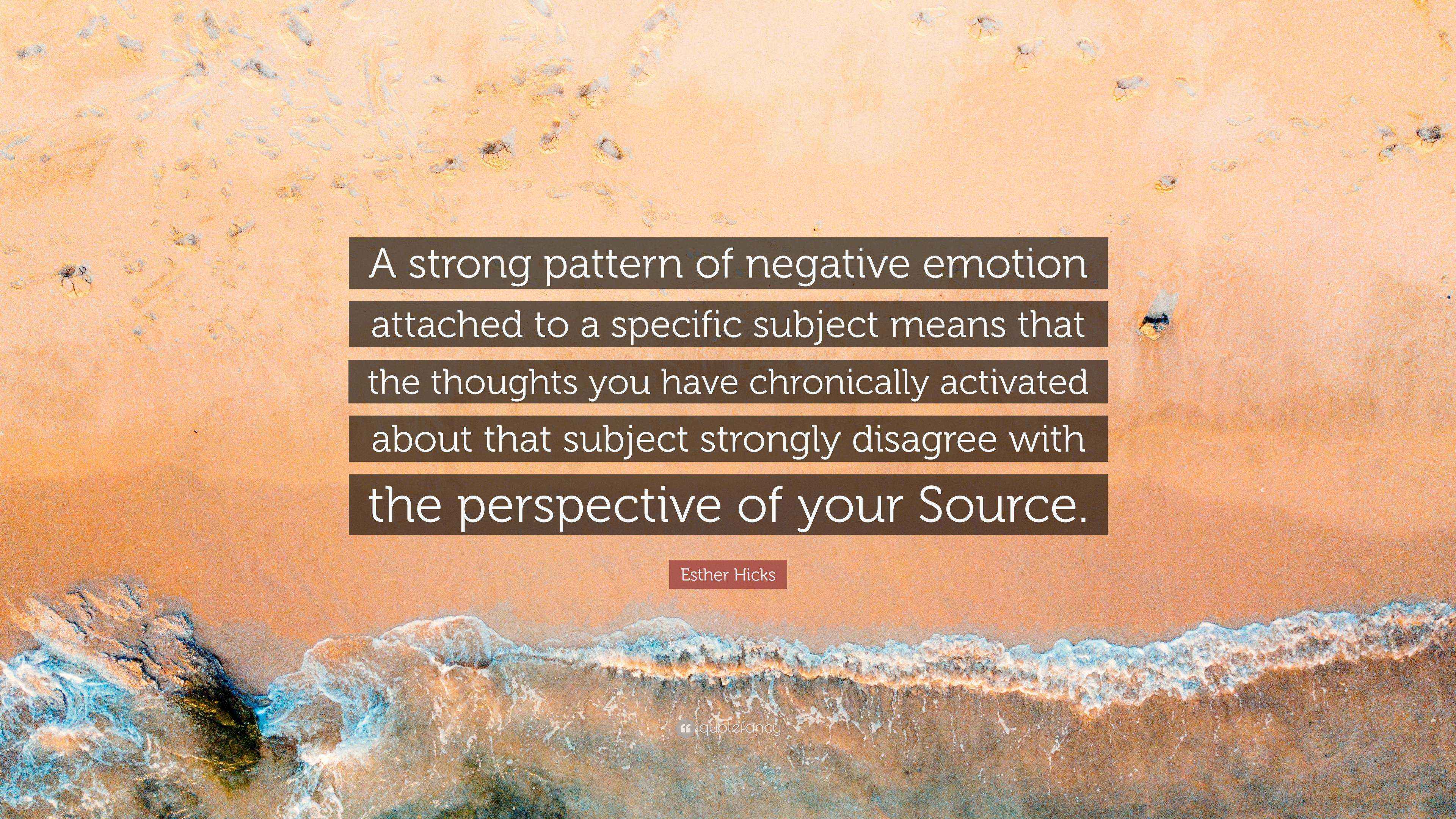 Esther Hicks Quote: “A strong pattern of negative emotion attached to a ...