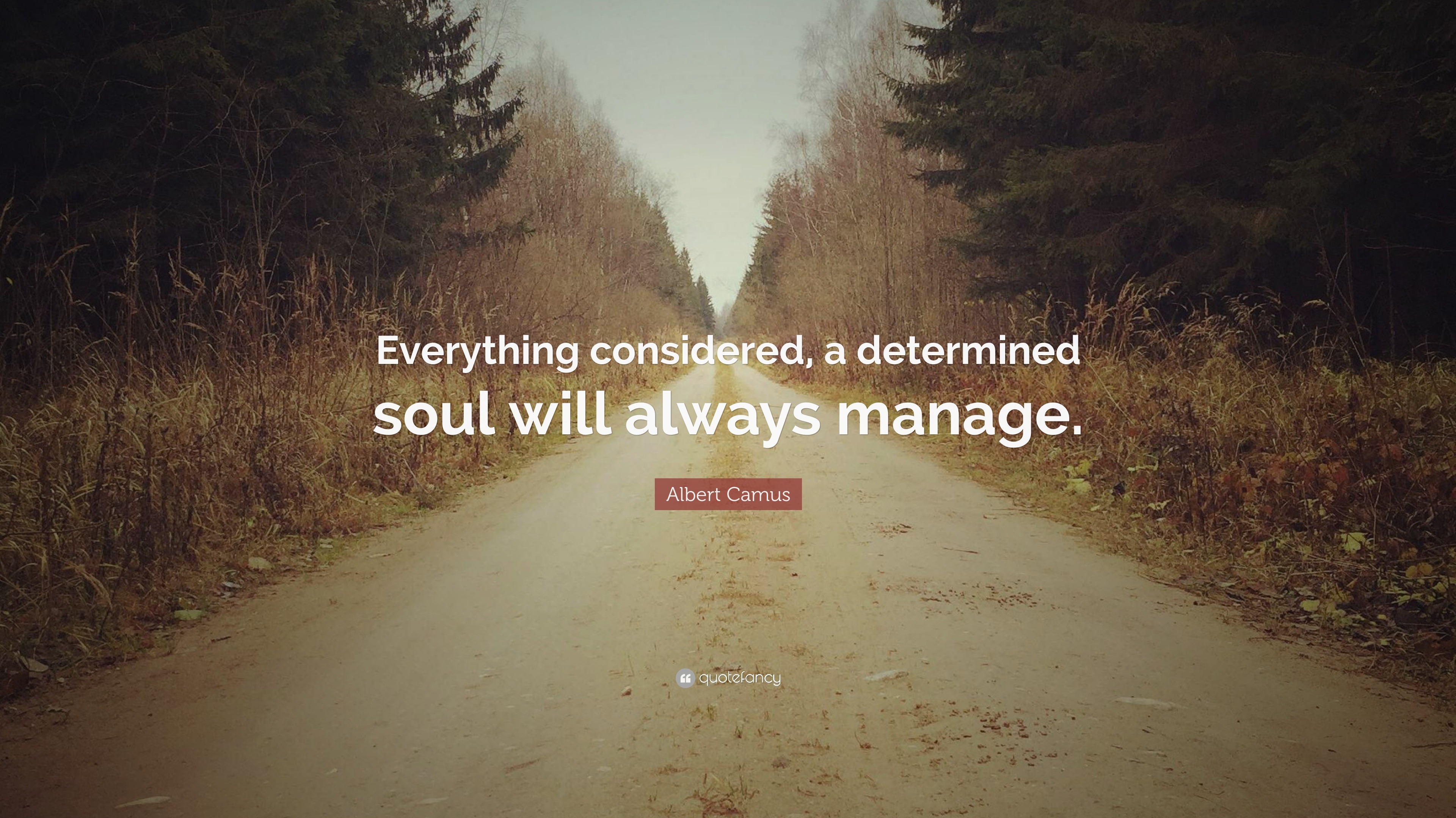 Albert Camus Quote: “Everything considered, a determined soul will ...