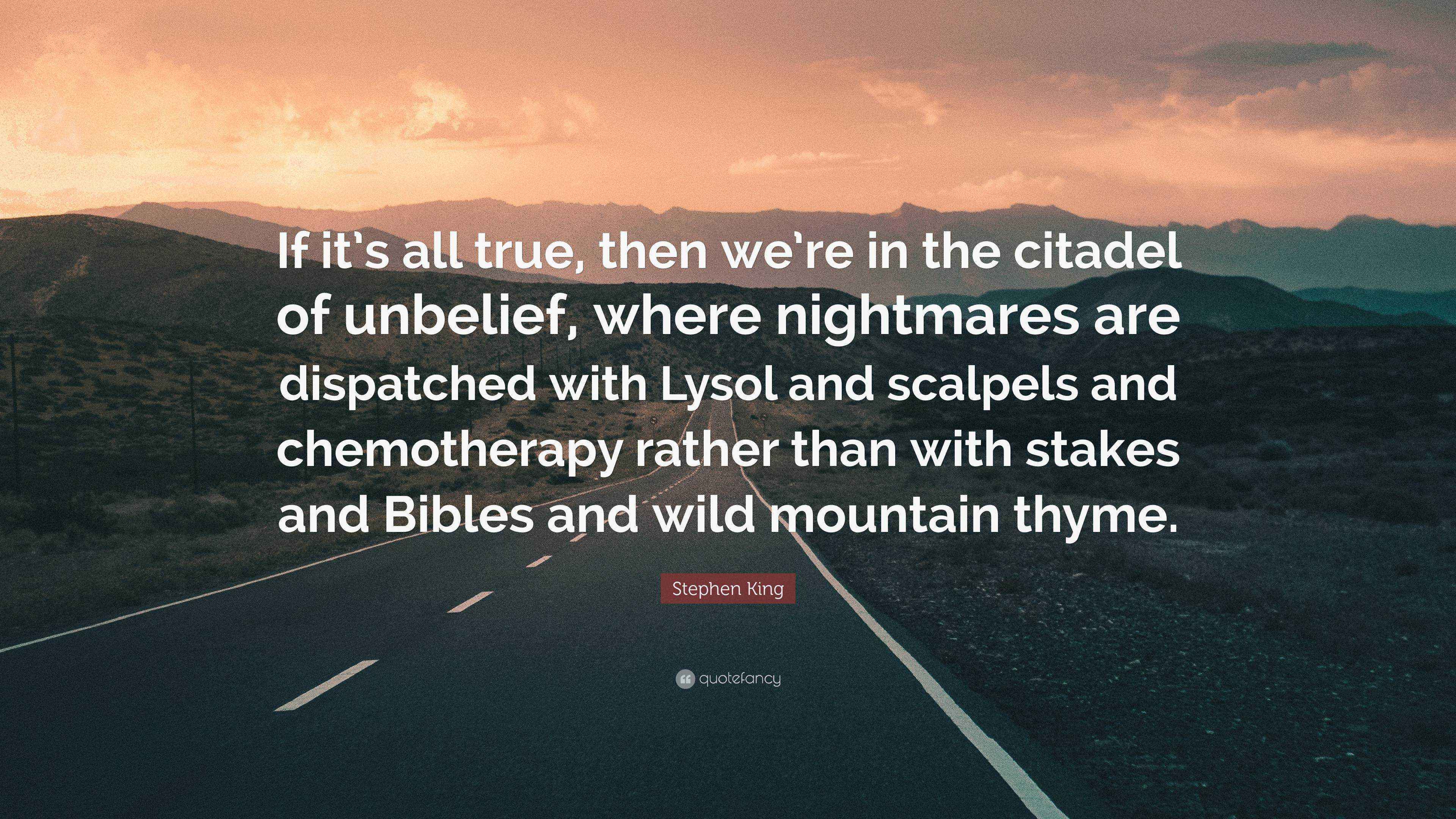 Stephen King Quote: “If it’s all true, then we’re in the citadel of ...