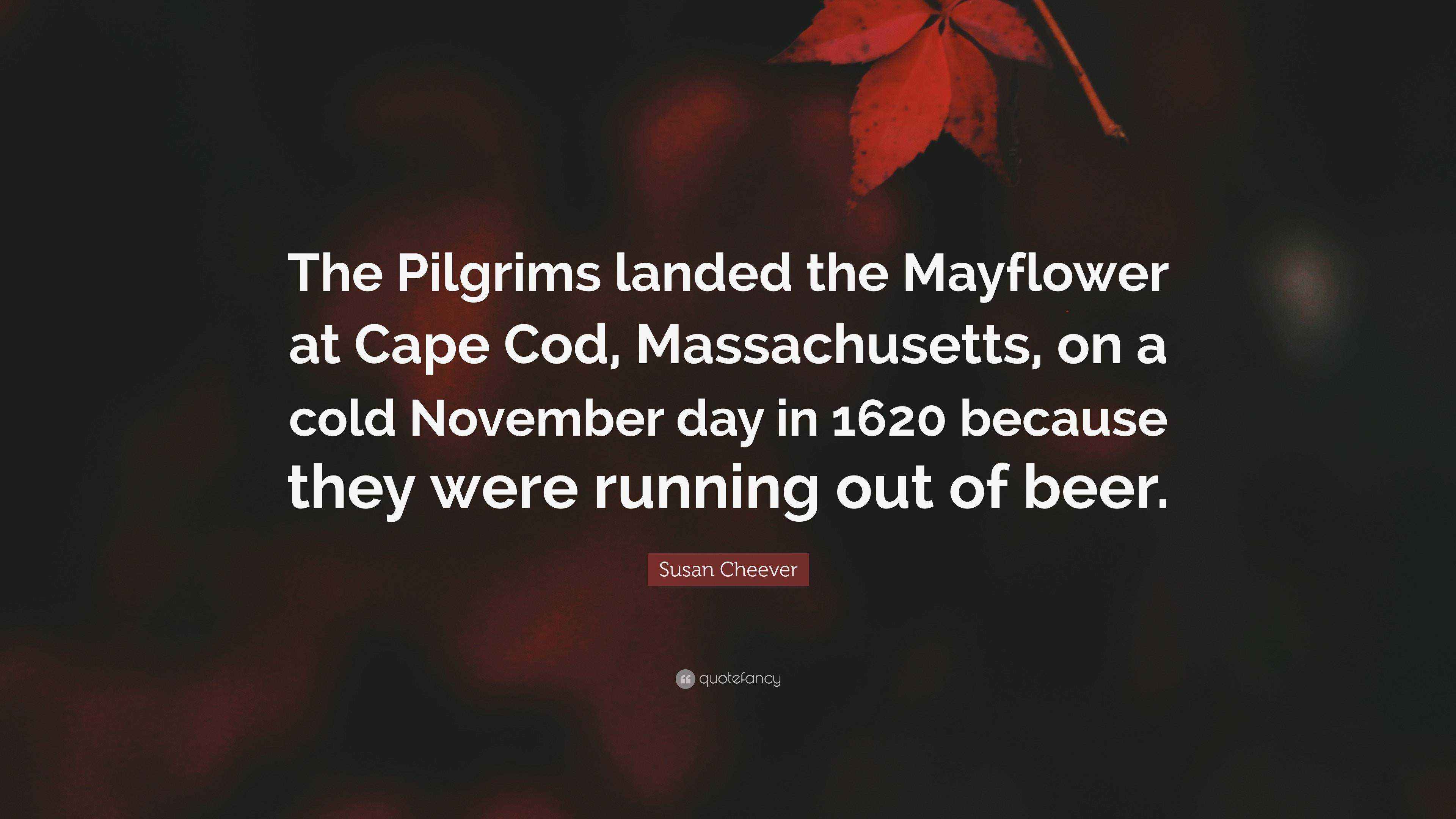 Susan Cheever Quote: “The Pilgrims landed the Mayflower at Cape Cod ...