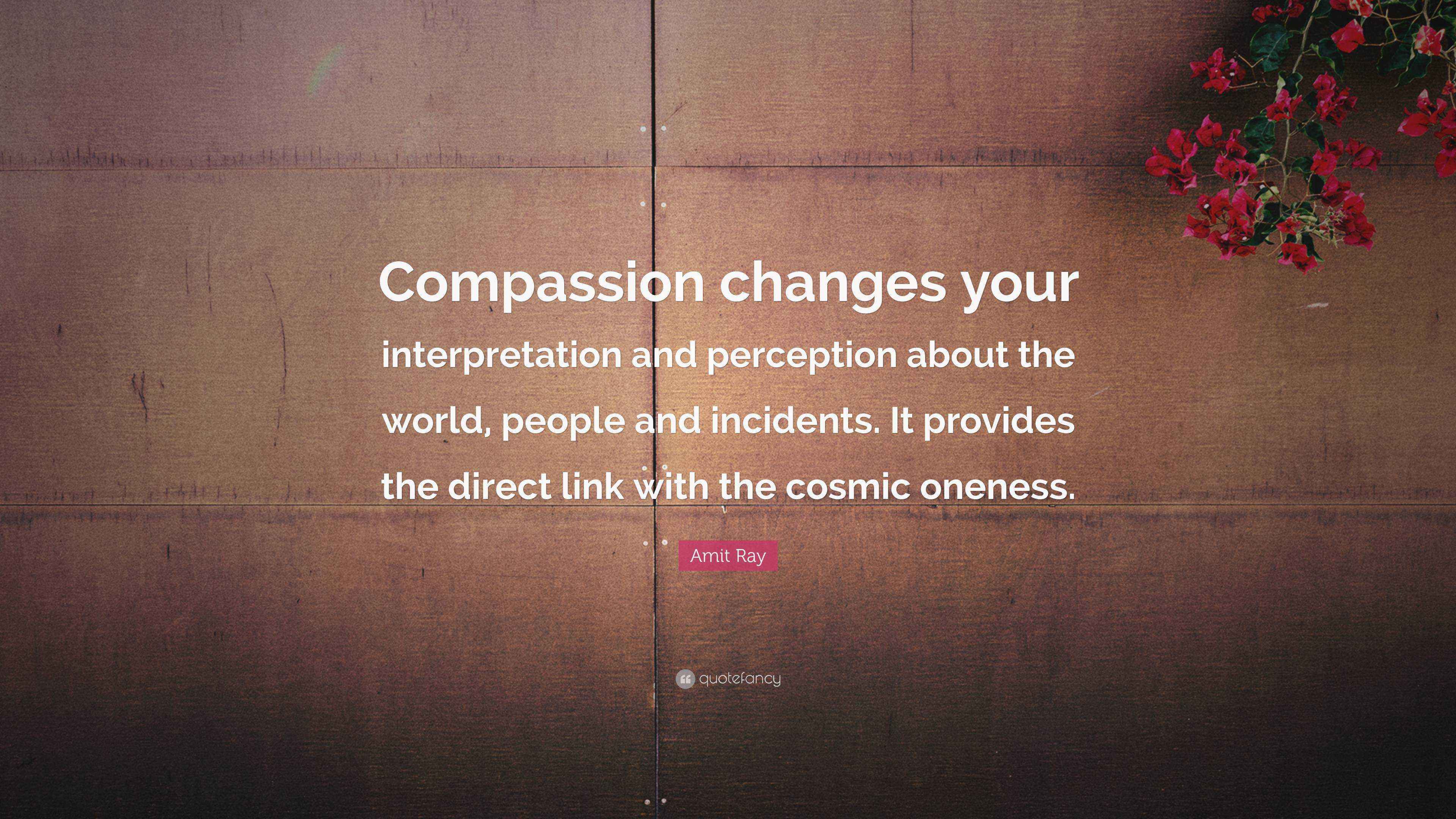 Amit Ray Quote: “Compassion changes your interpretation and perception ...