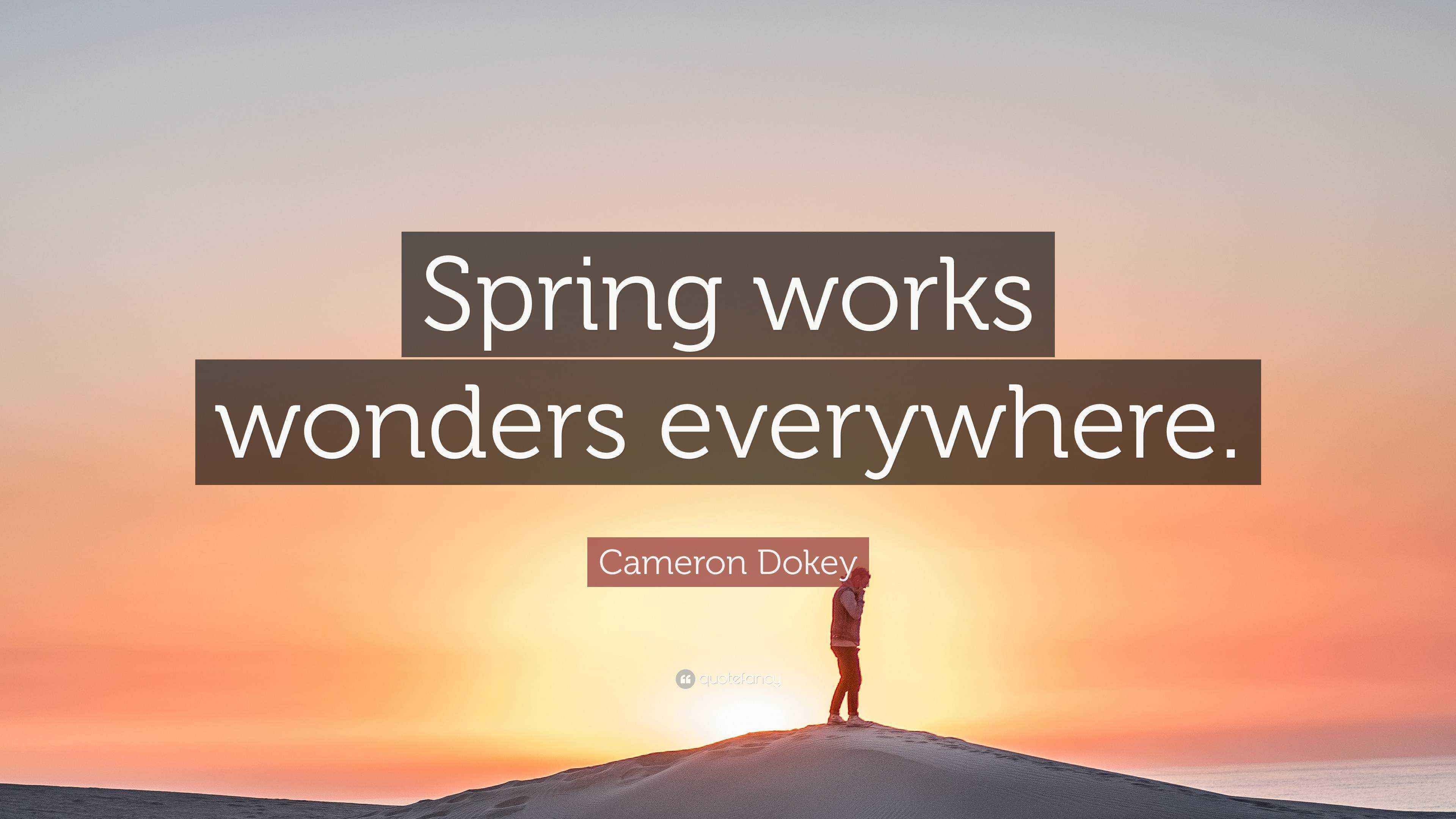 Cameron Dokey Quote: “Spring works wonders everywhere.”
