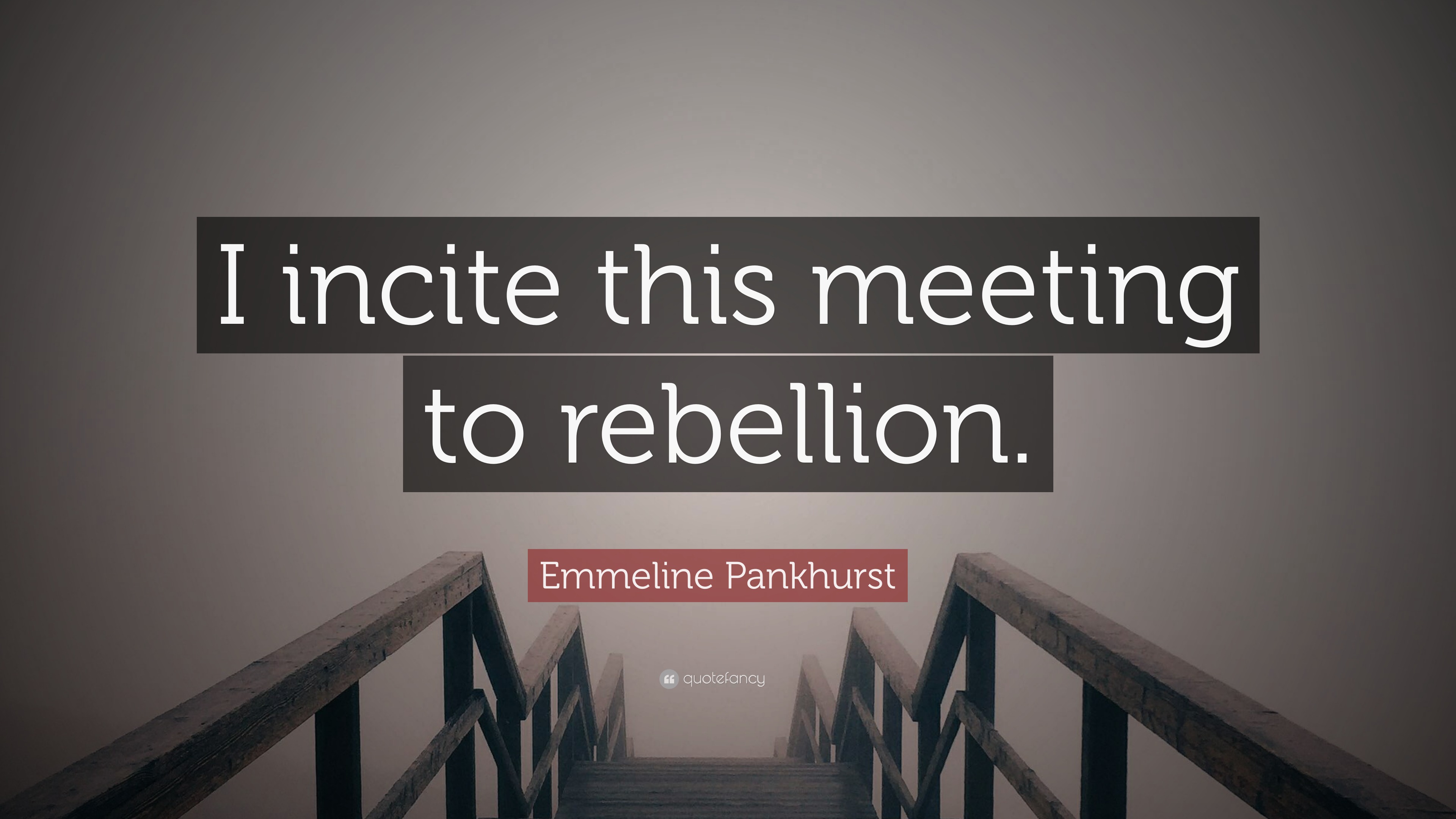 Emmeline Pankhurst Quote: “I incite this meeting to rebellion.”