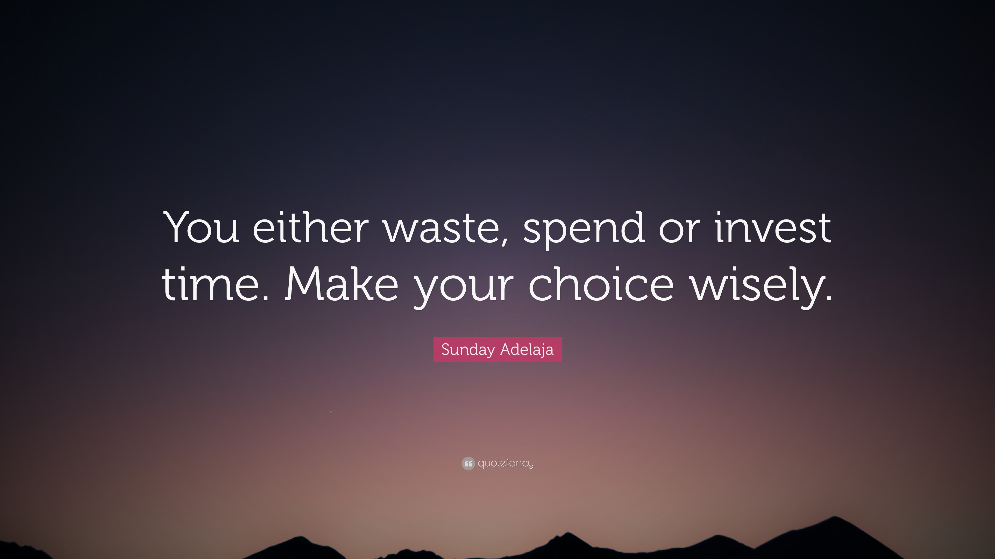 Sunday Adelaja Quote: “You either waste, spend or invest time. Make ...