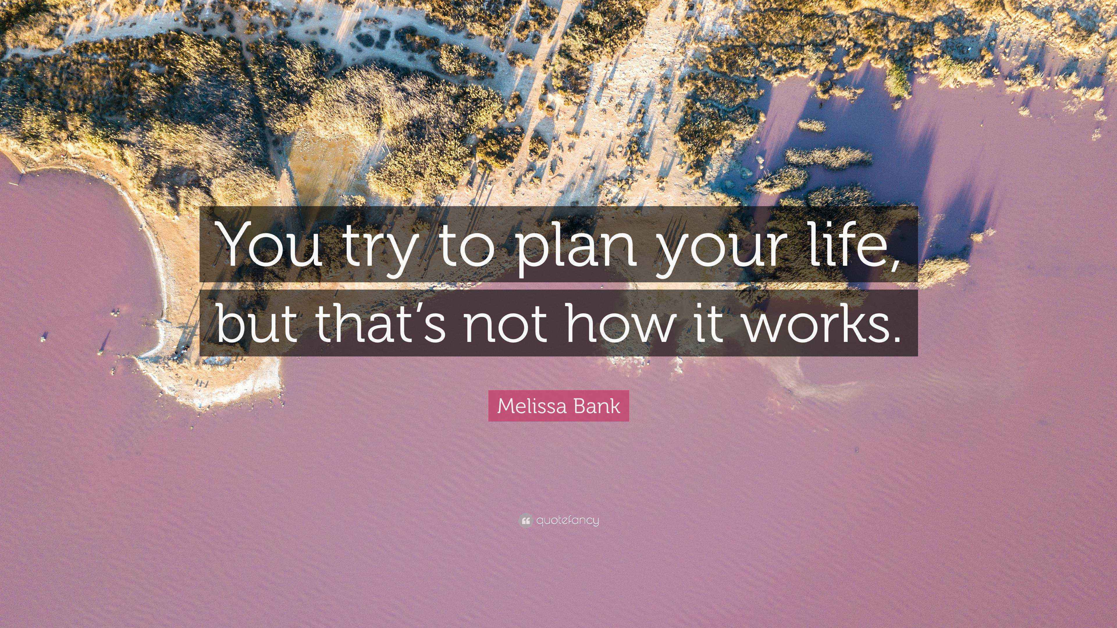 Melissa Bank Quote: “You try to plan your life, but that’s not how it ...
