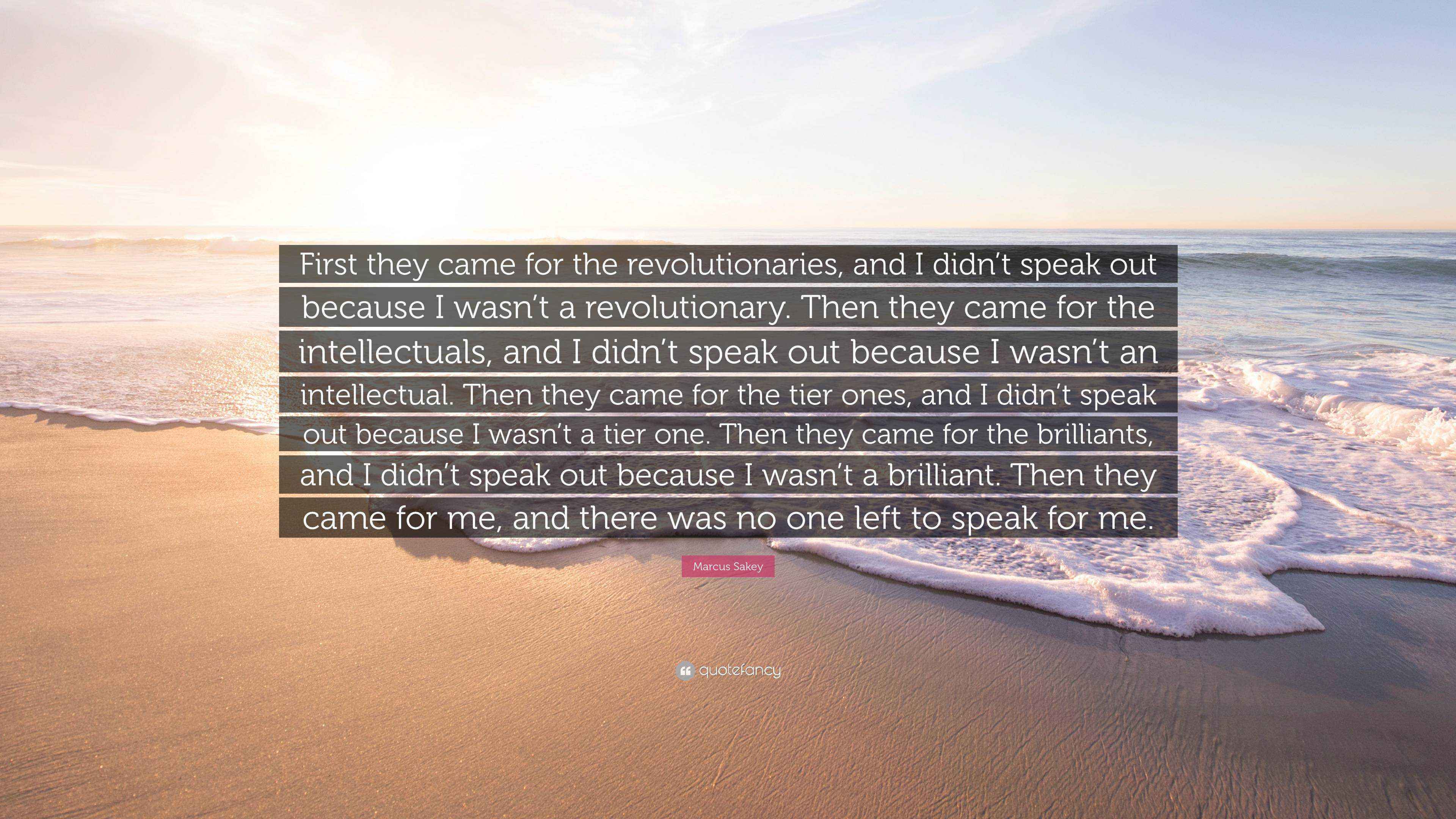 Marcus Sakey Quote: “First they came for the revolutionaries, and I ...