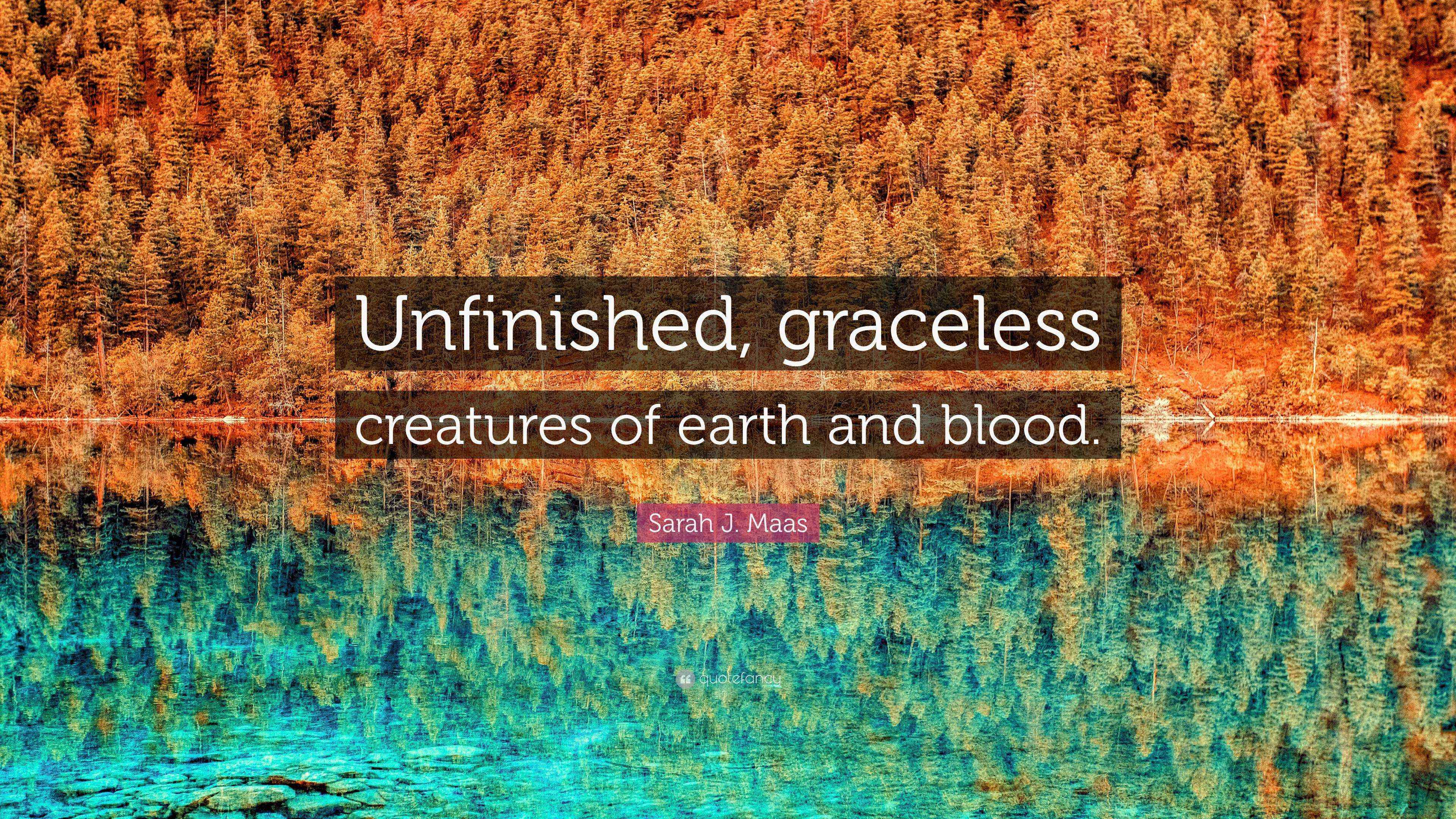 Sarah J. Maas Quote: “Unfinished, graceless creatures of earth and blood.”