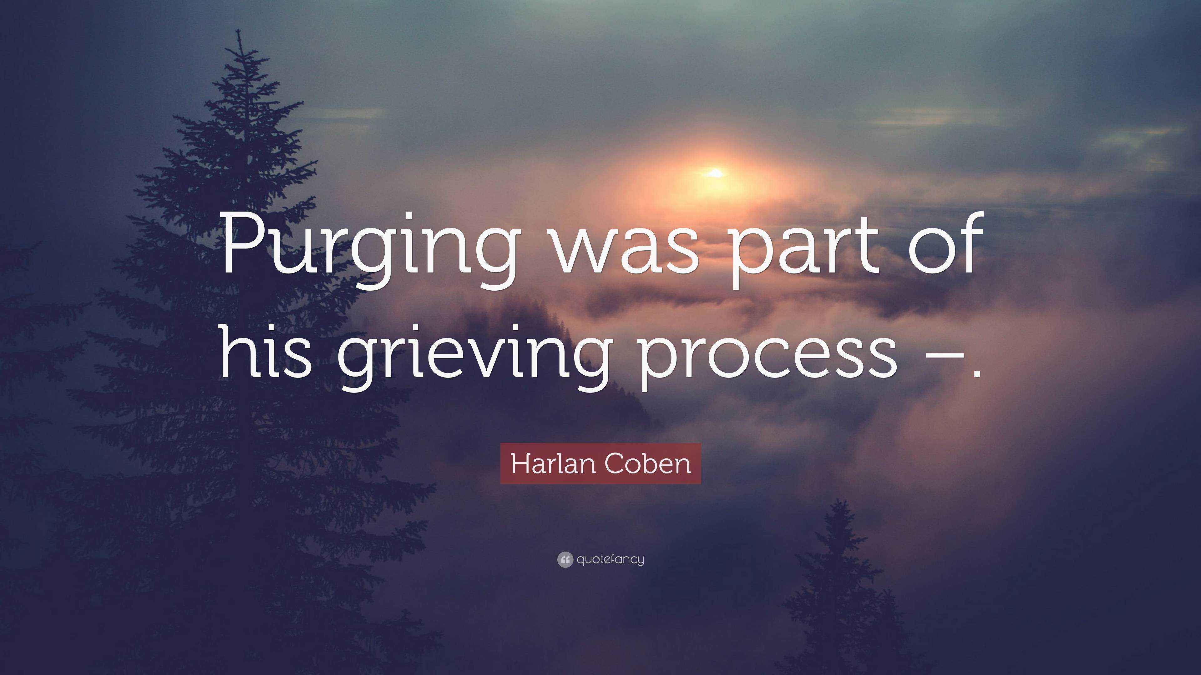 Harlan Coben Quote: “Purging was part of his grieving process