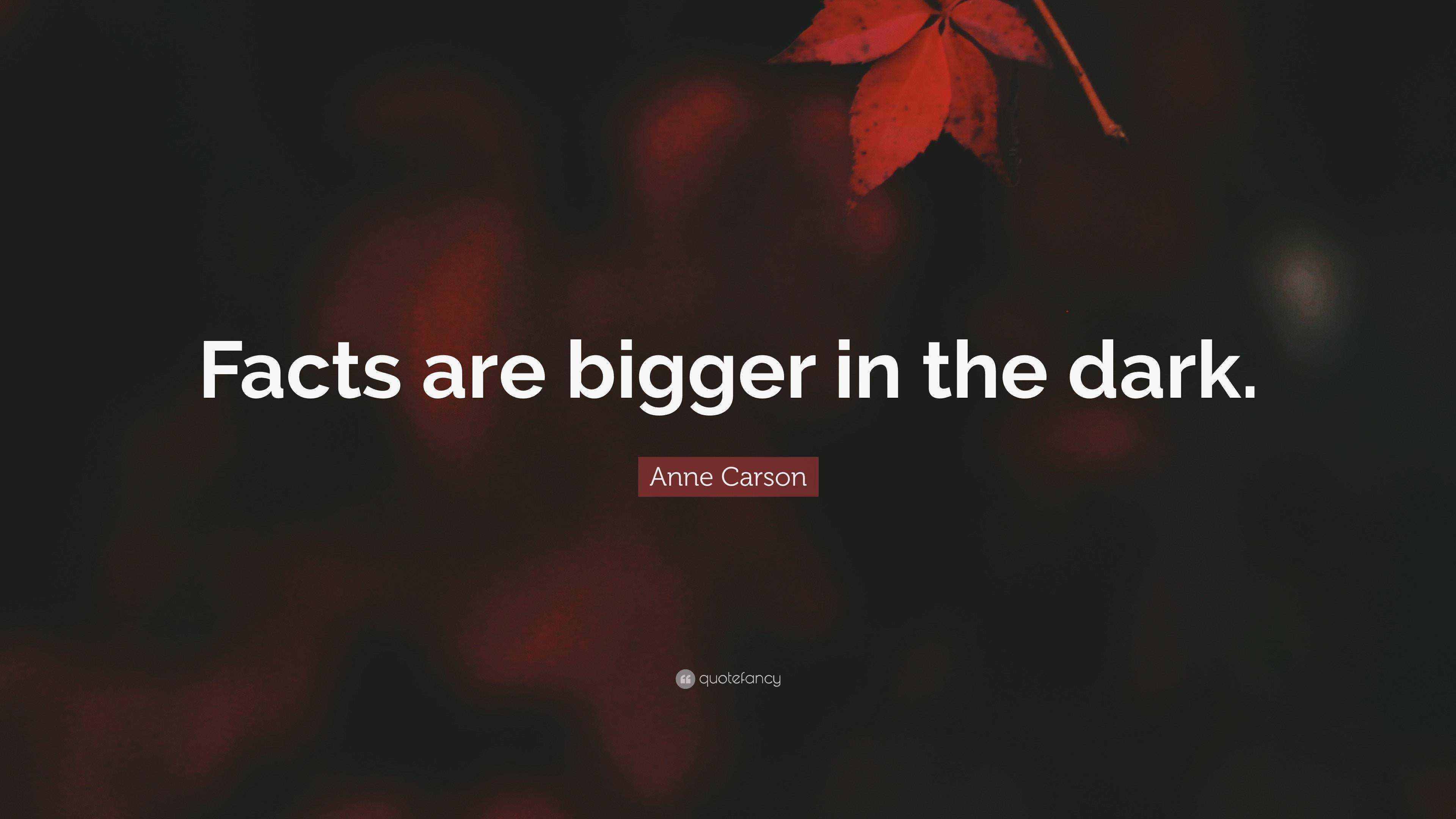 Anne Carson Quote: “Facts are bigger in the dark.”