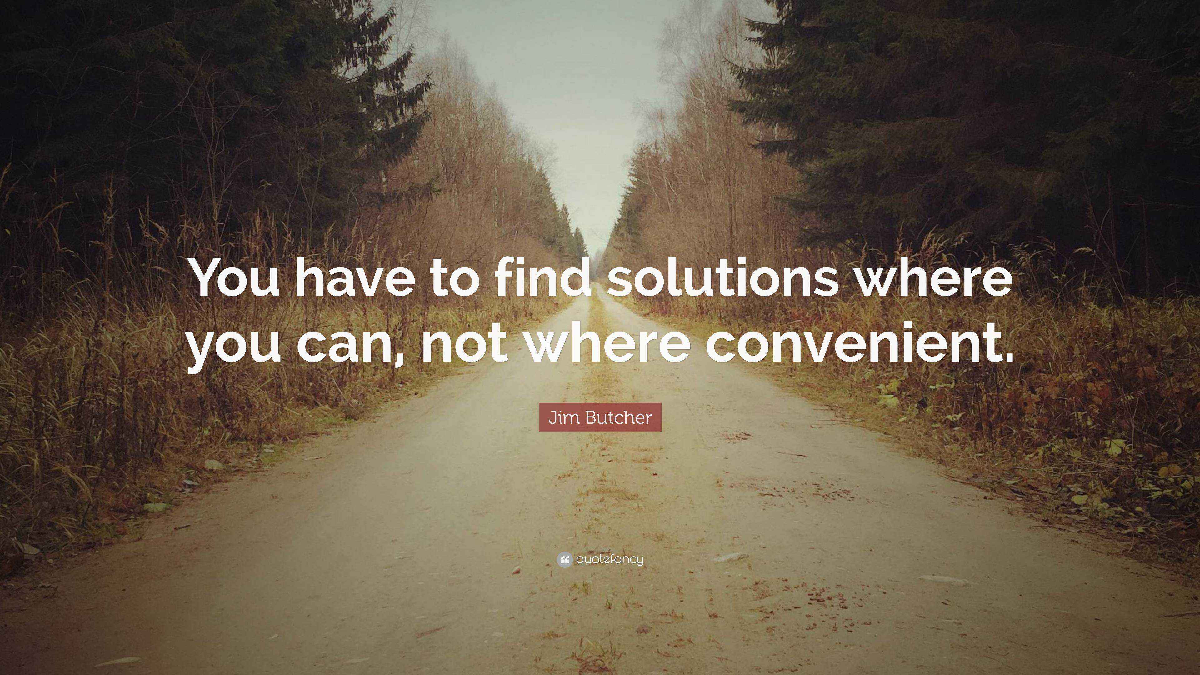 Jim Butcher Quote: “You have to find solutions where you can, not where ...