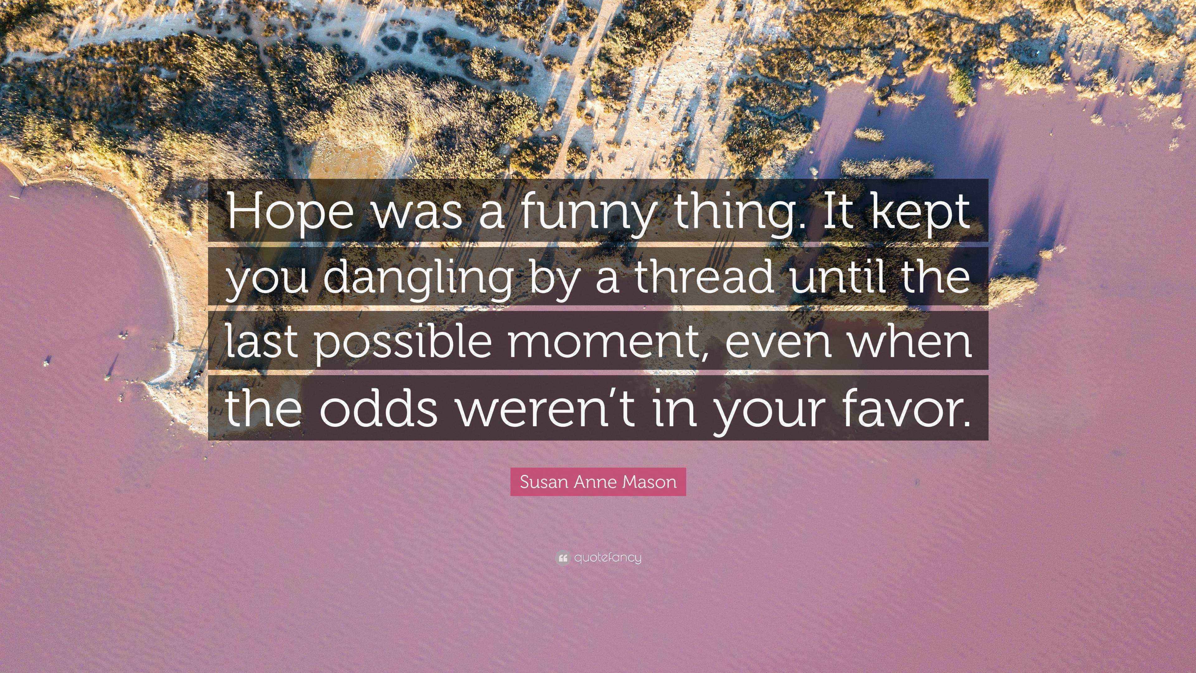 Susan Anne Mason Quote: “Hope was a funny thing. It kept you dangling ...