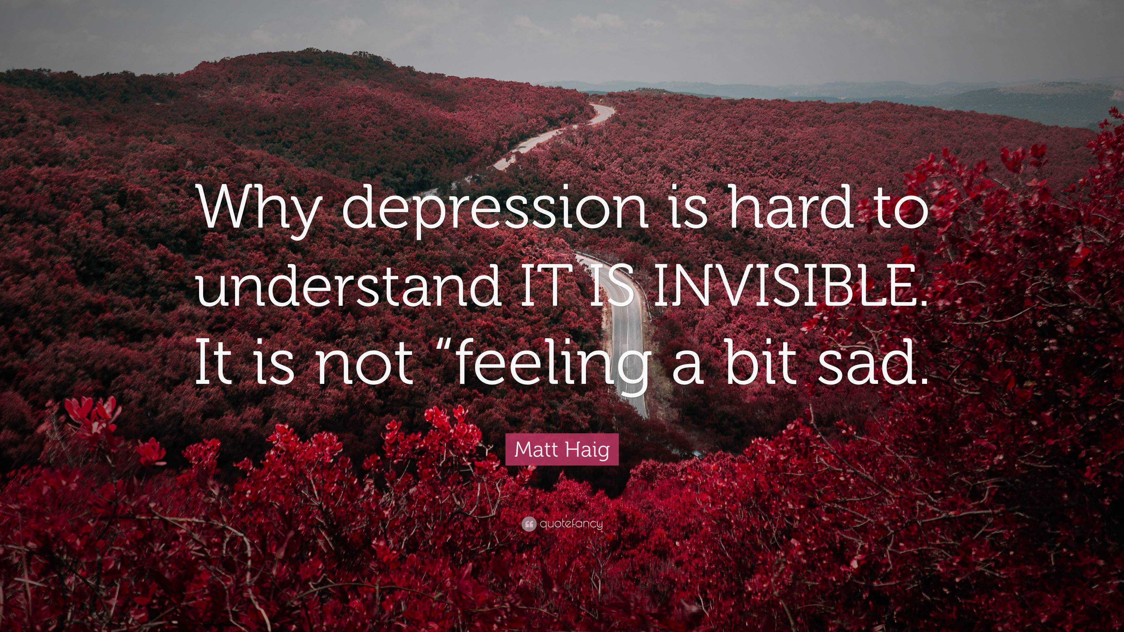 Matt Haig Quote: “Why depression is hard to understand IT IS INVISIBLE ...