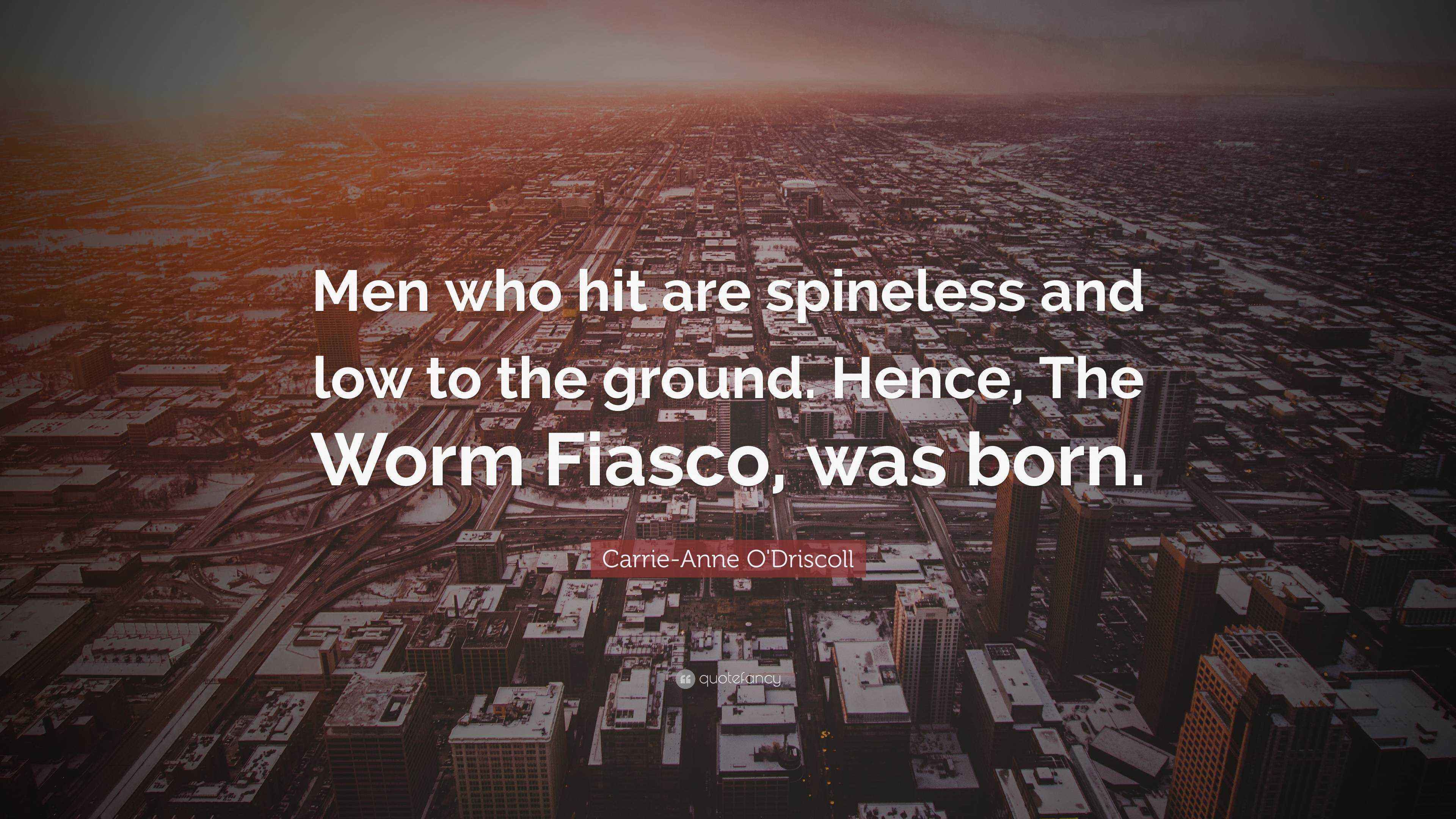 Carrie-Anne O'Driscoll Quote: “Men who hit are spineless and low to the ...