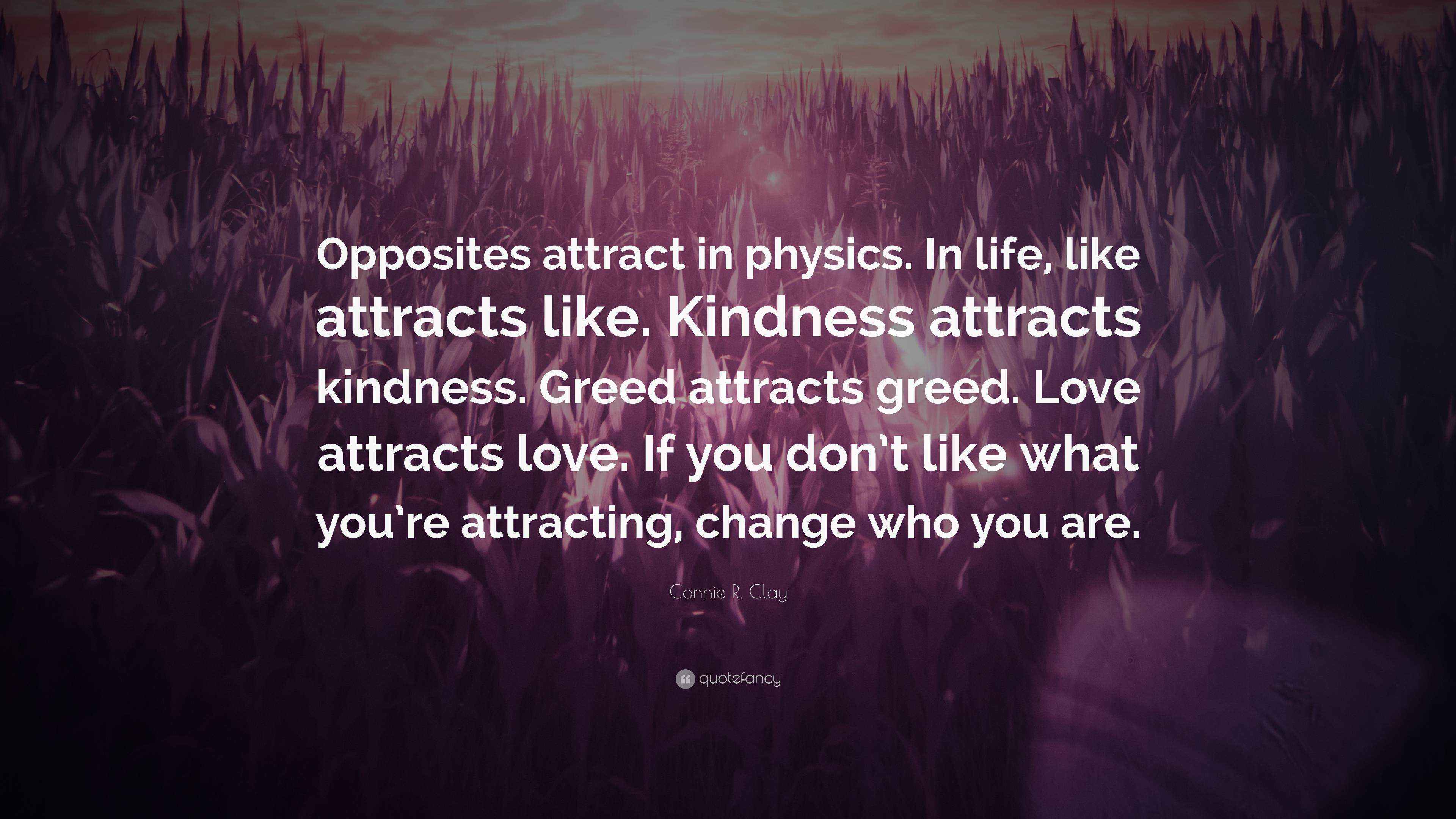 Connie R. Clay Quote: “Opposites attract in physics. In life, like ...