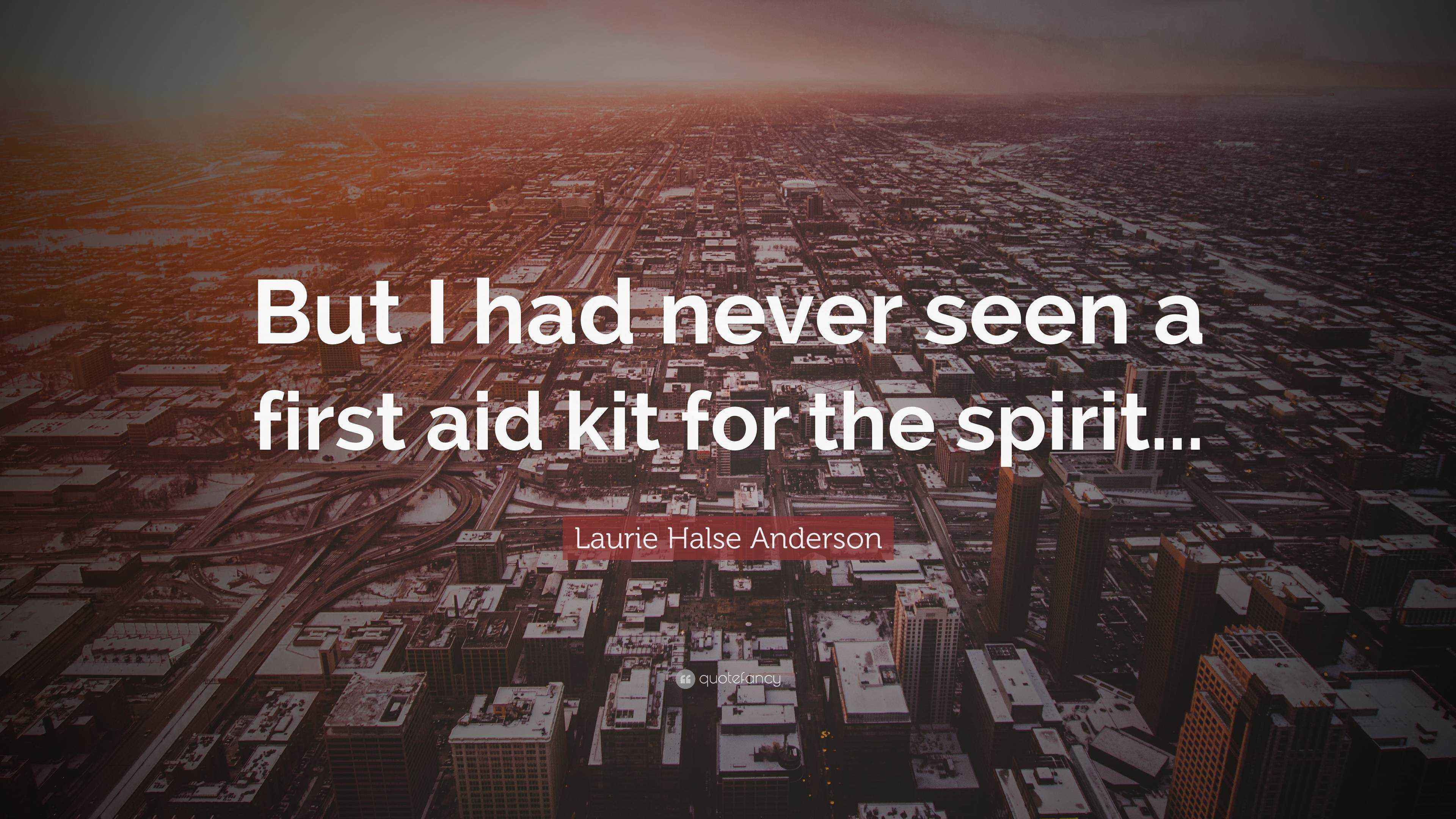 Laurie Halse Anderson Quote: “But I had never seen a first aid kit for ...