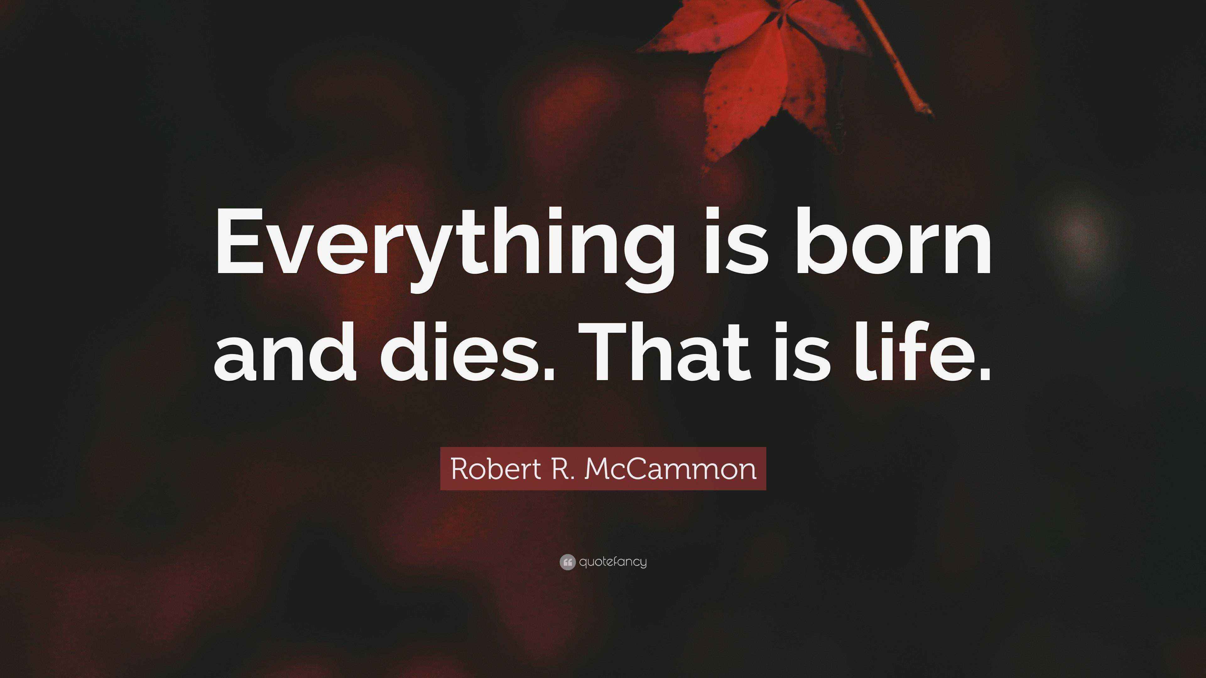 Robert R. McCammon Quote: “Everything is born and dies. That is life.”