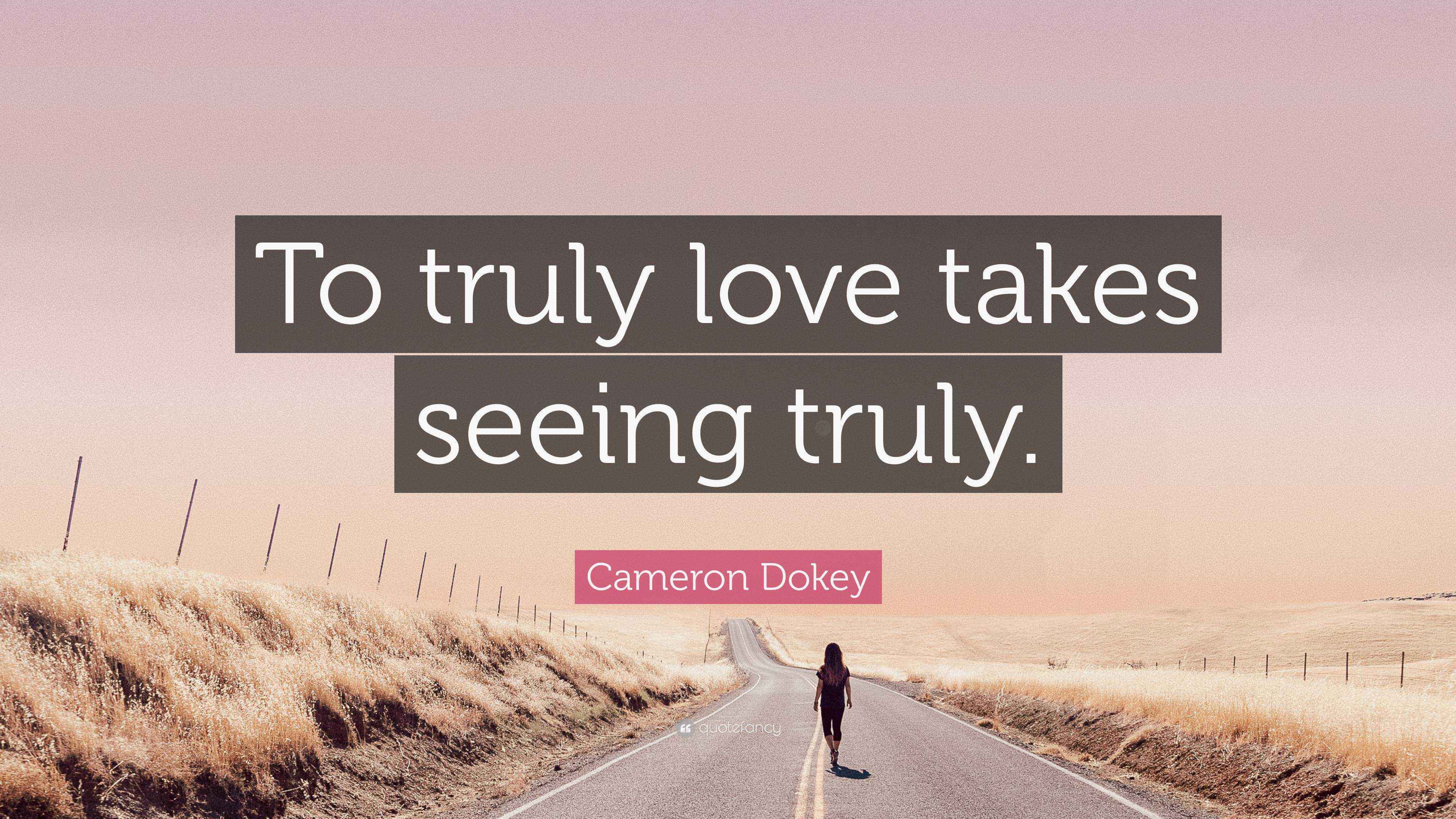 Cameron Dokey Quote: “To truly love takes seeing truly.”