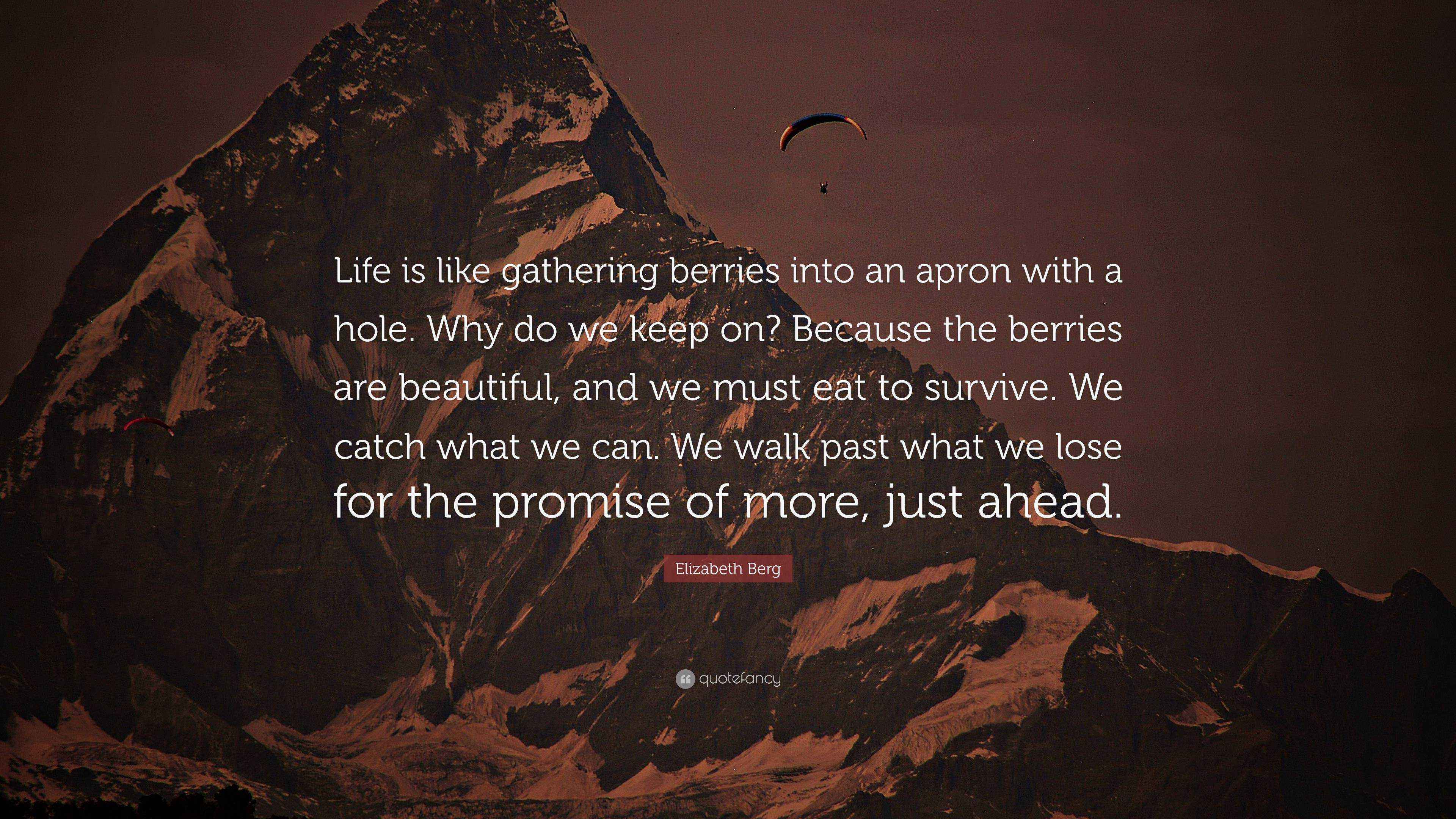 Elizabeth Berg Quote: “Life is like gathering berries into an apron ...