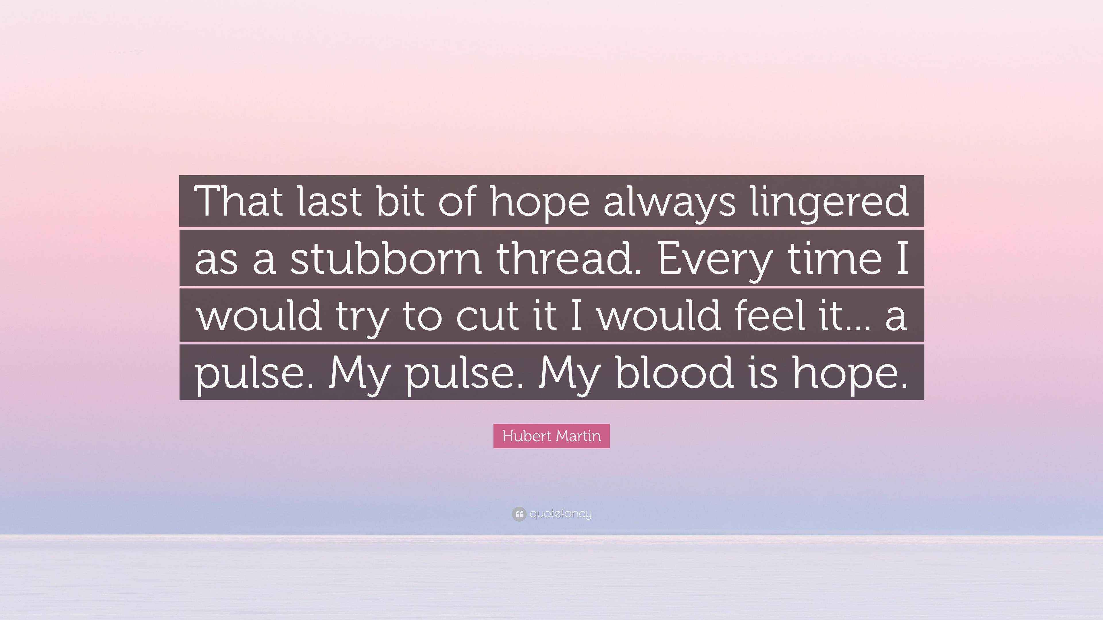 Hubert Martin Quote: “That last bit of hope always lingered as a ...