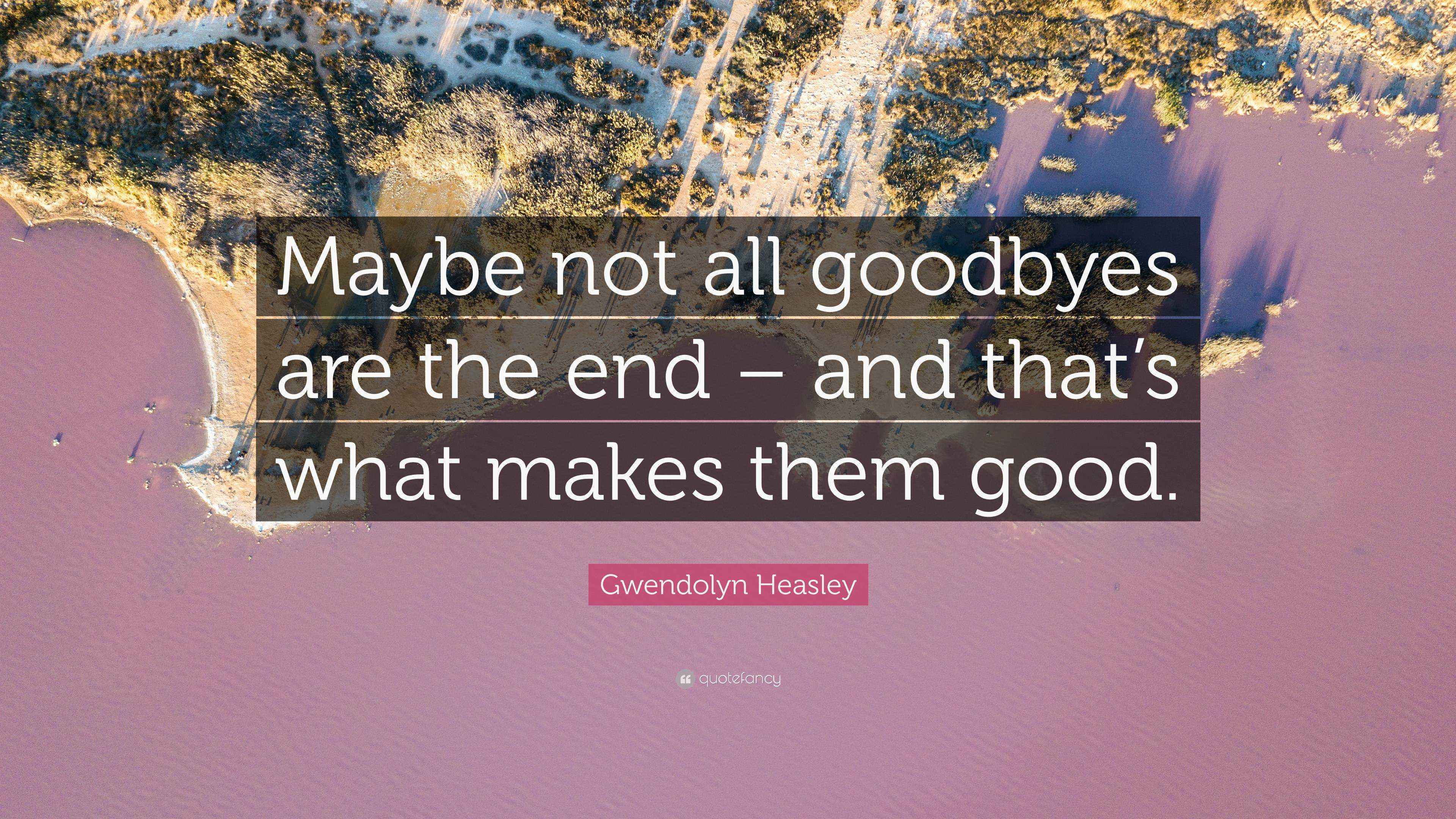 Gwendolyn Heasley Quote: “Maybe not all goodbyes are the end – and that ...