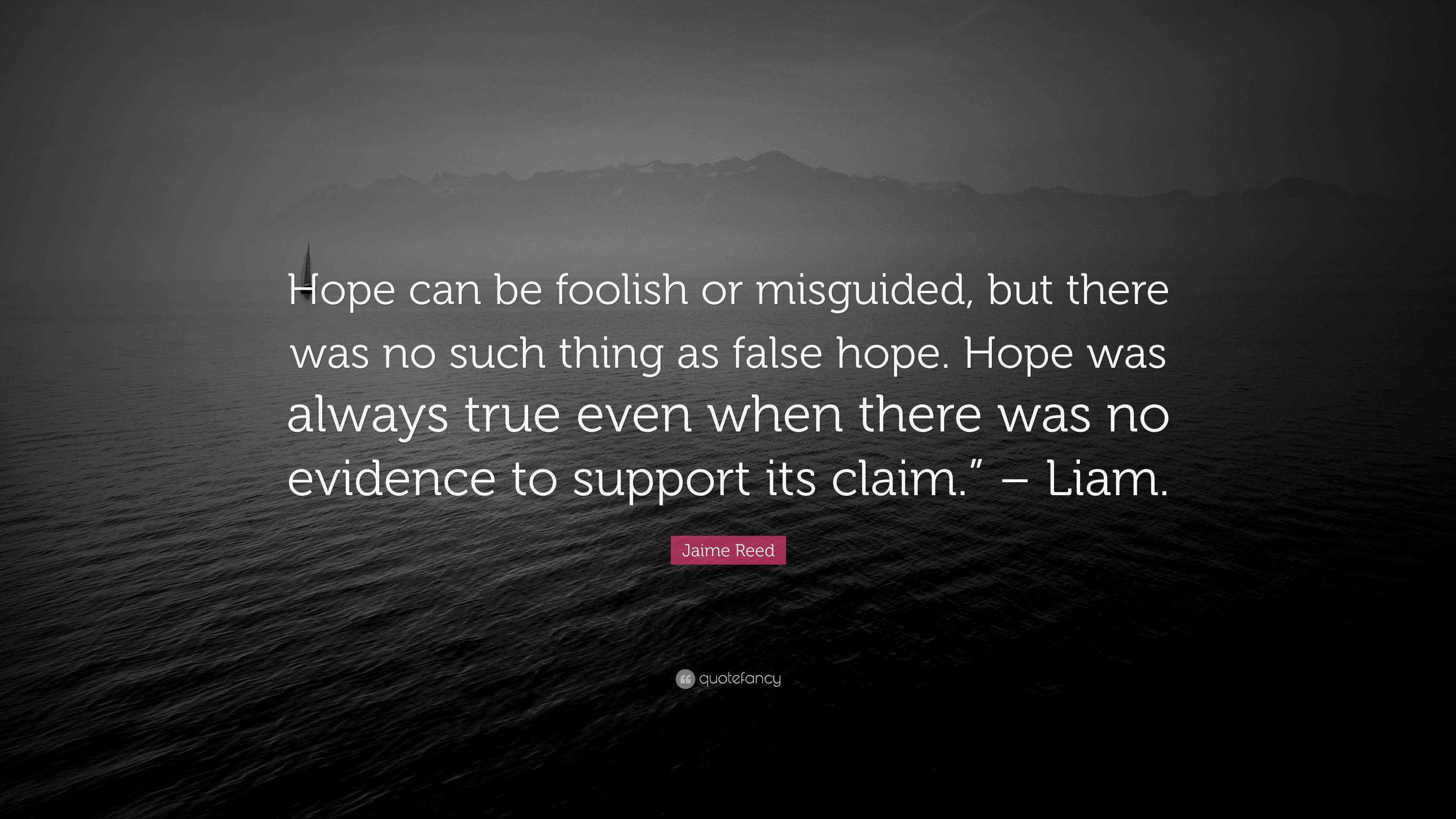 Jaime Reed Quote: “Hope can be foolish or misguided, but there was no ...