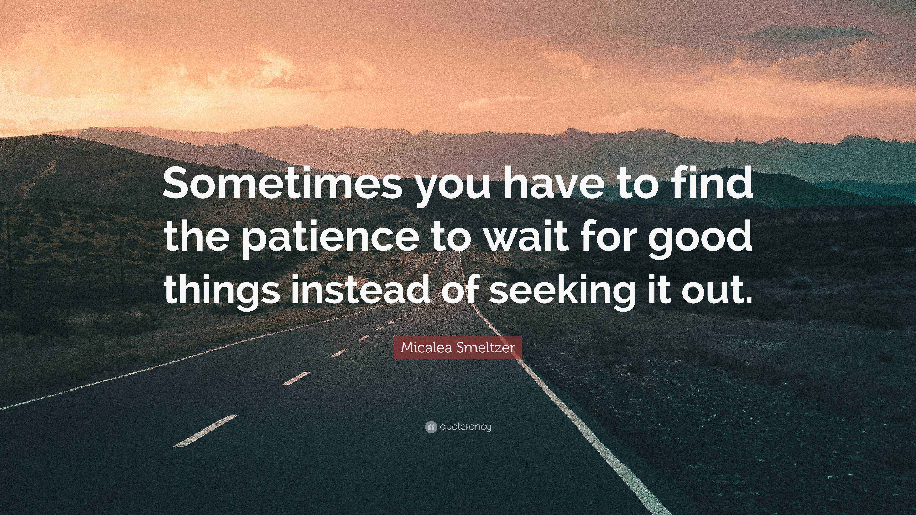 Micalea Smeltzer Quote: “Sometimes you have to find the patience to ...