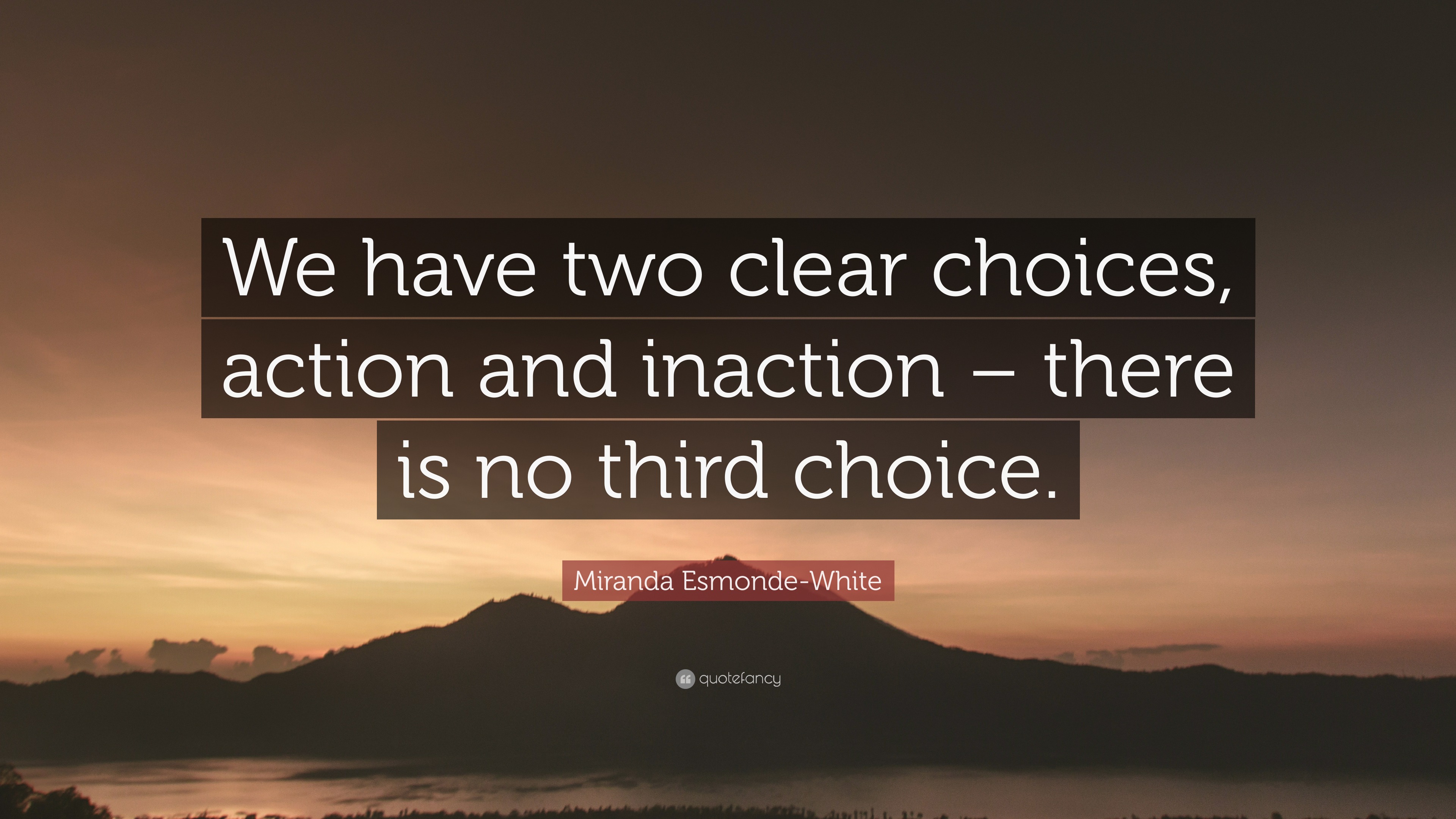Miranda Esmonde-White Quote: “We have two clear choices, action and ...