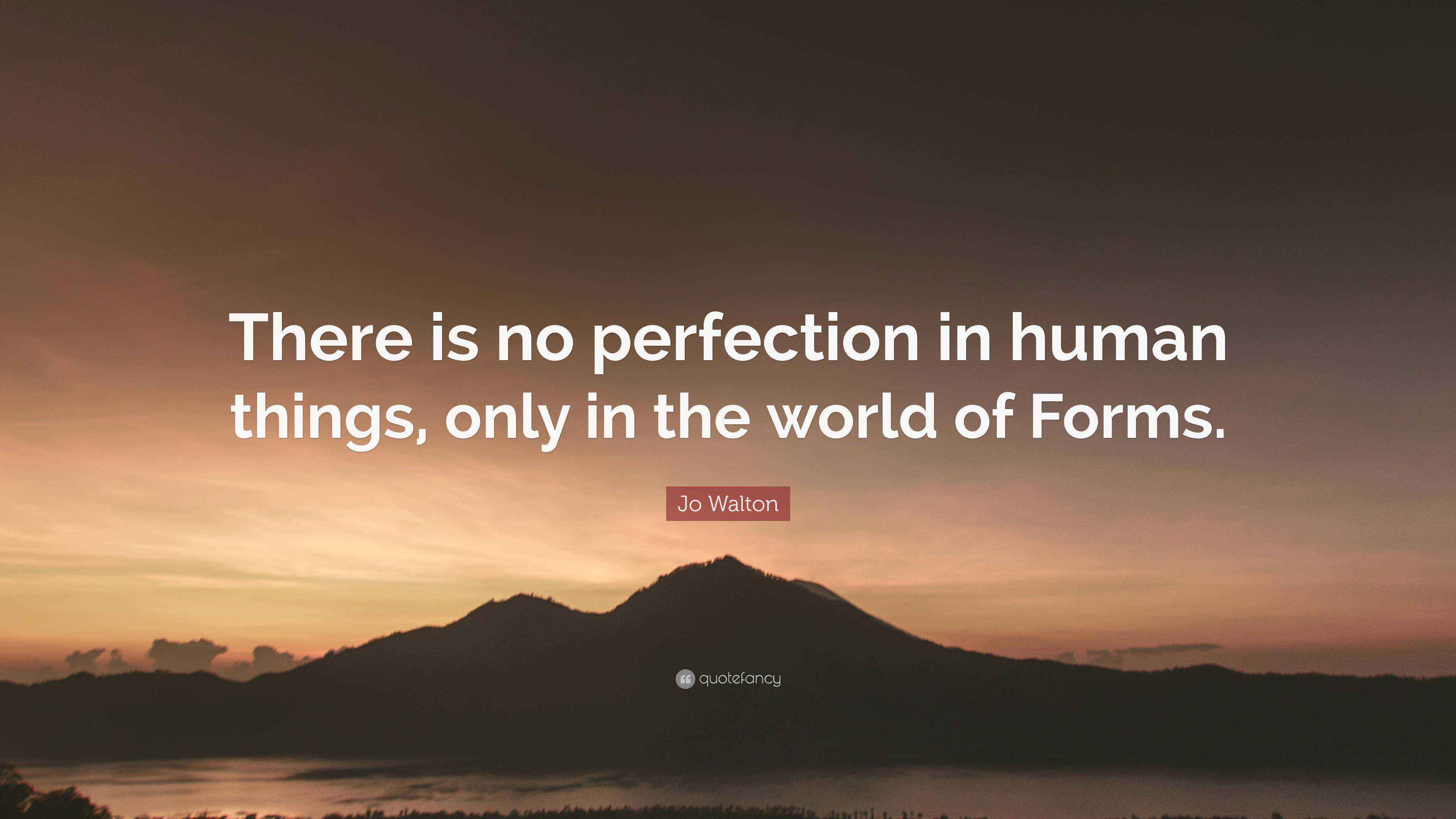 Jo Walton Quote: “There is no perfection in human things, only in the ...