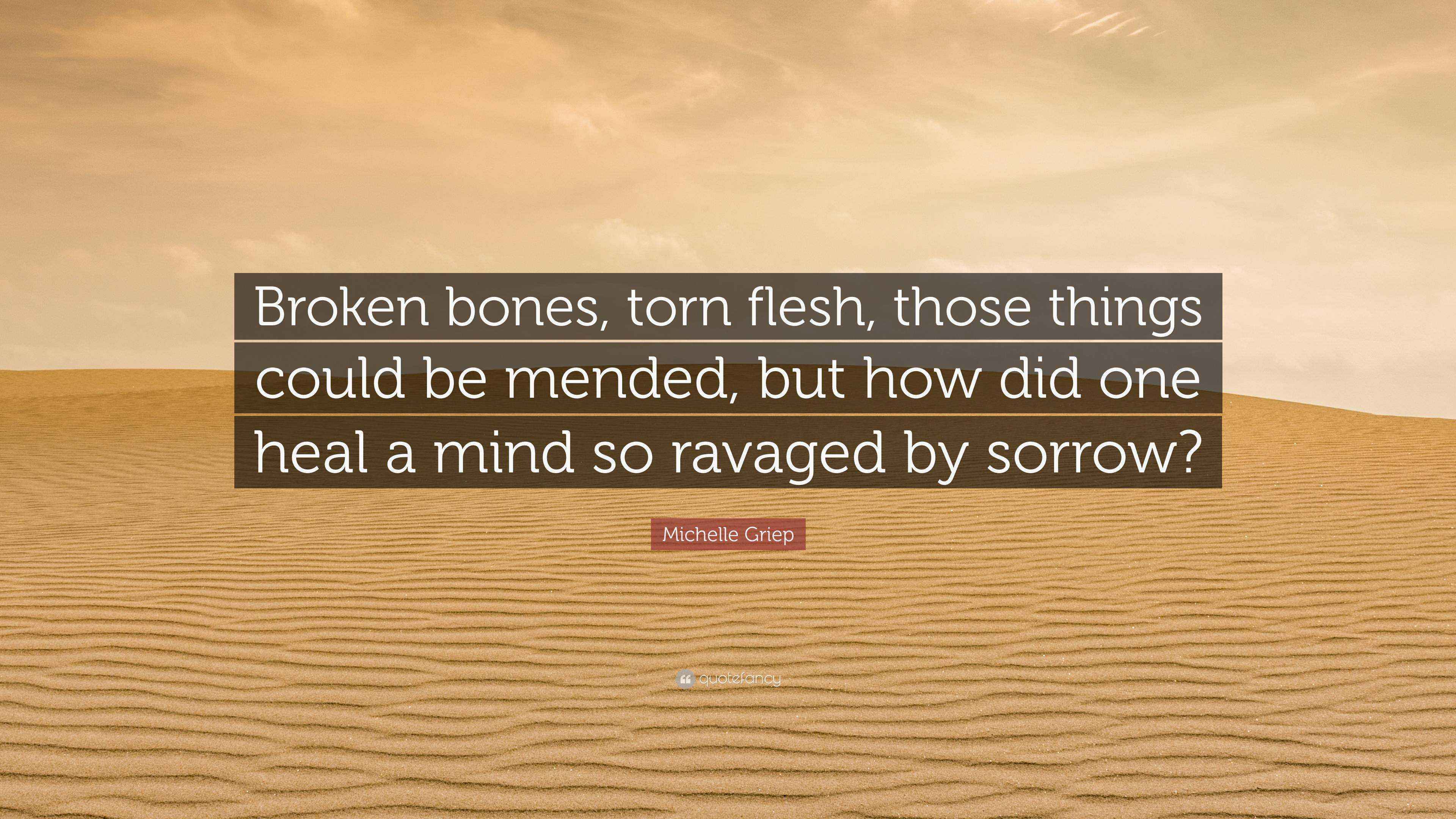 Michelle Griep Quote: “Broken bones, torn flesh, those things could be ...