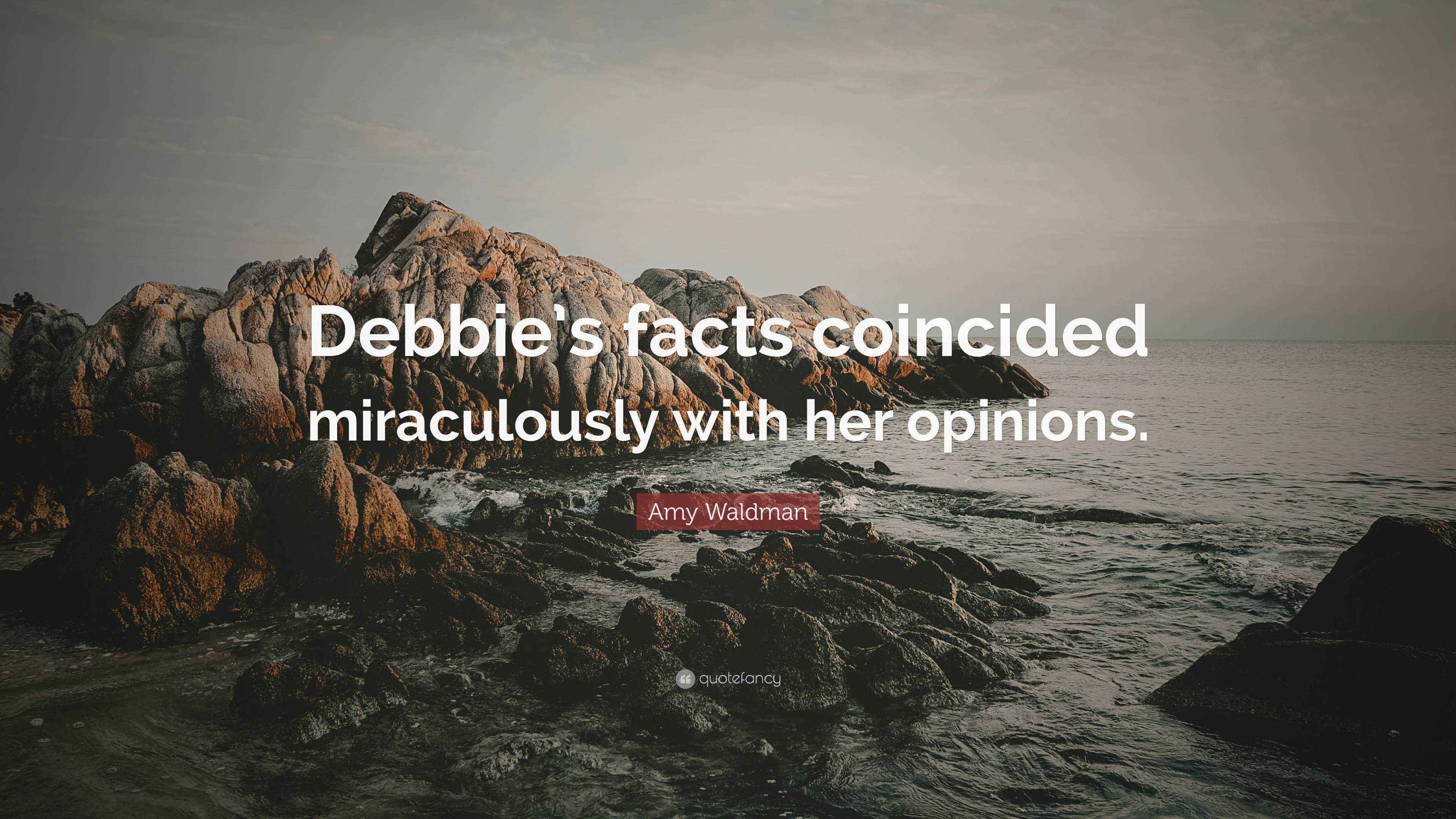 Amy Waldman Quote: “Debbie’s facts coincided miraculously with her ...