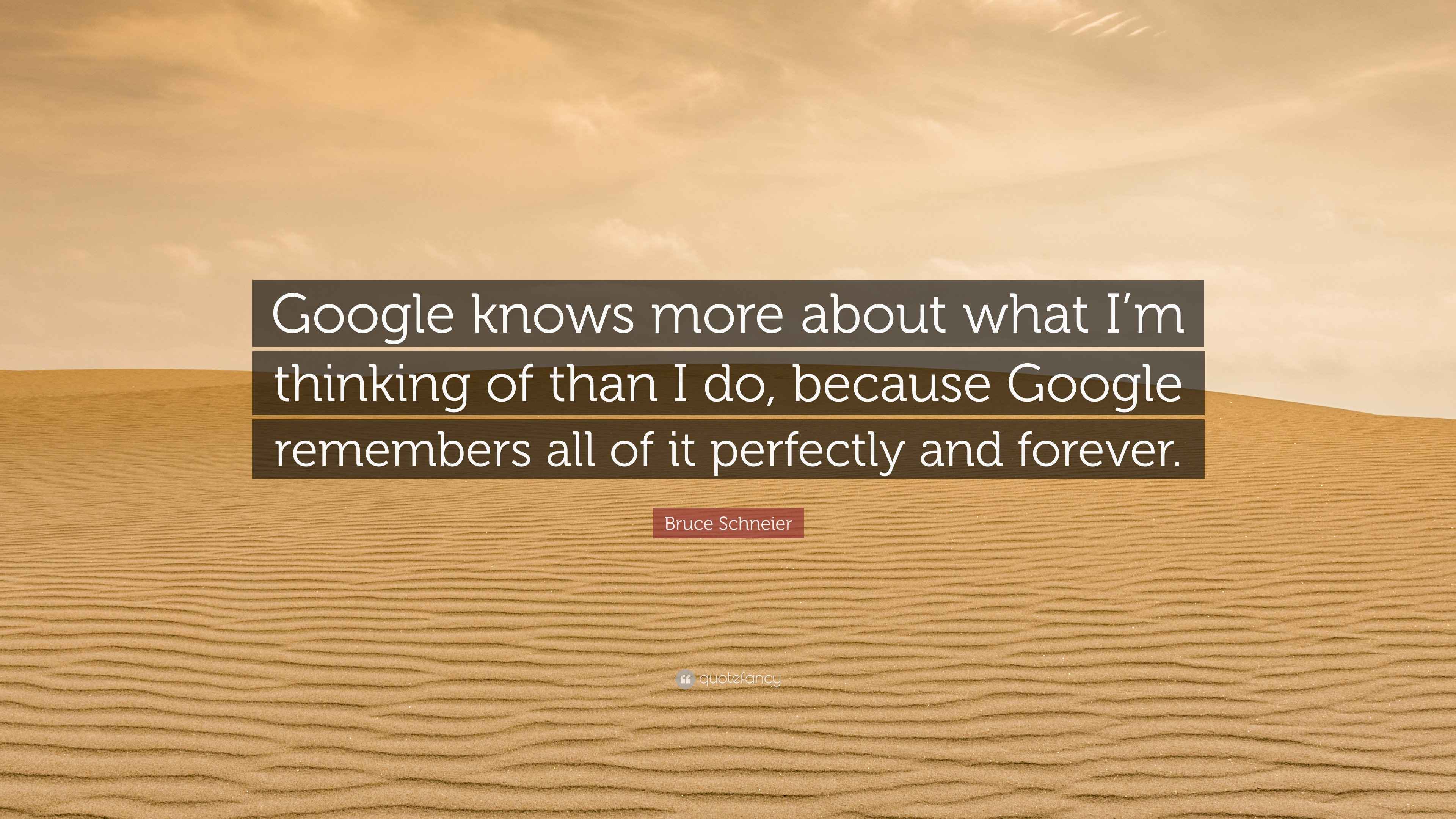 Bruce Schneier Quote: “Google knows more about what I’m thinking of ...