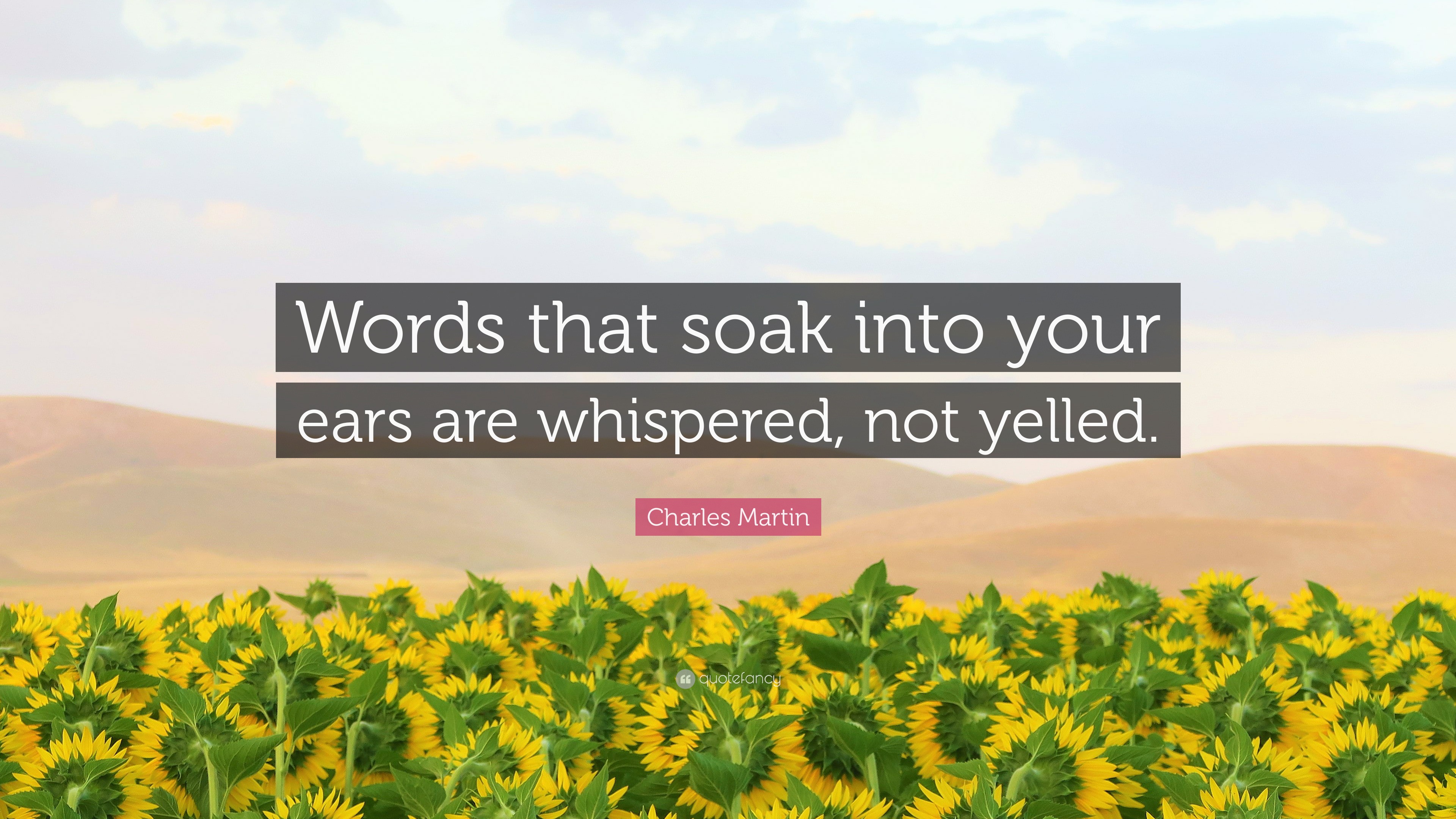 Charles Martin Quote: “Words that soak into your ears are whispered ...