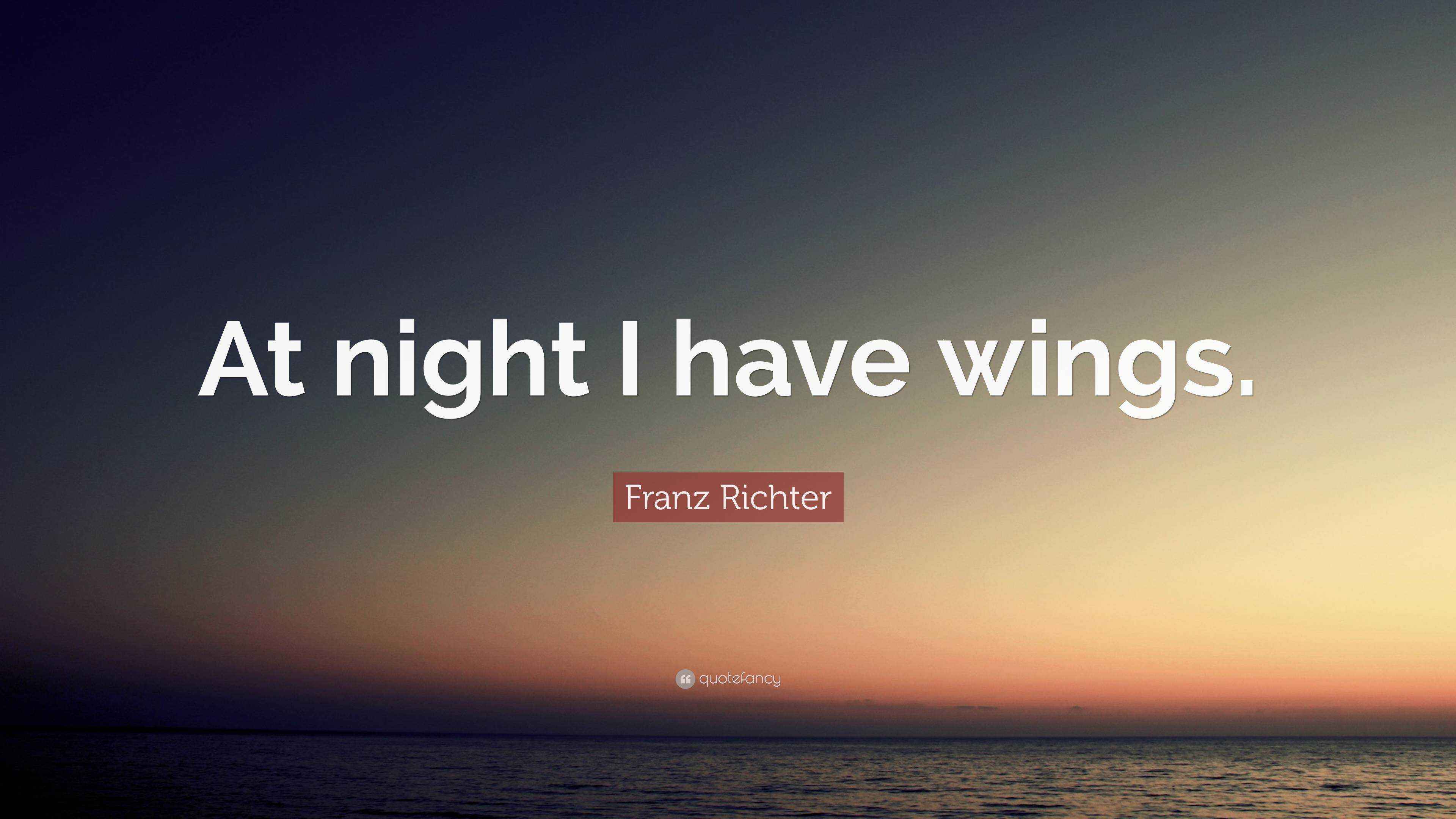 Franz Richter Quote: “At night I have wings.”