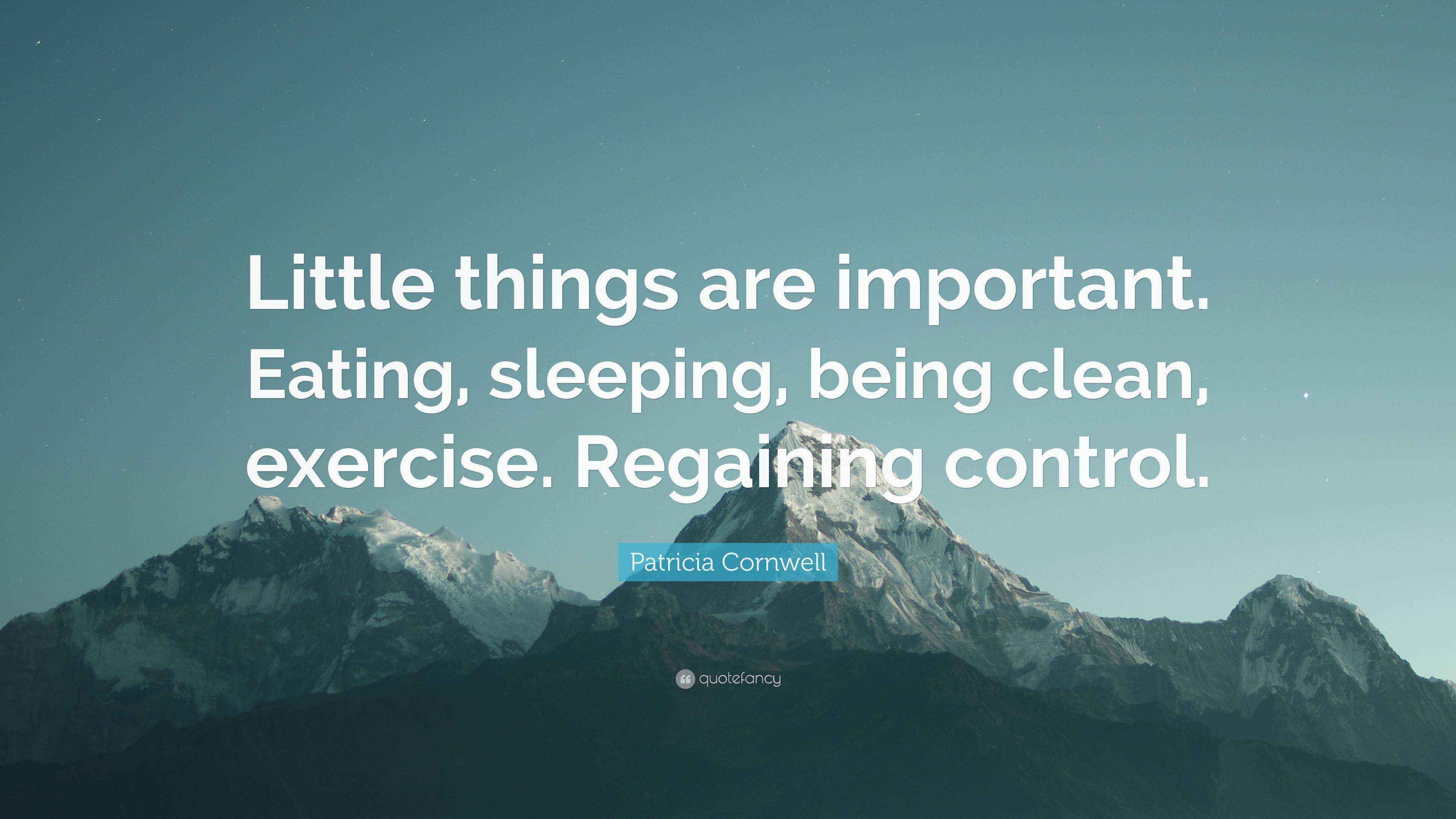 Patricia Cornwell Quote: “Little things are important. Eating, sleeping ...