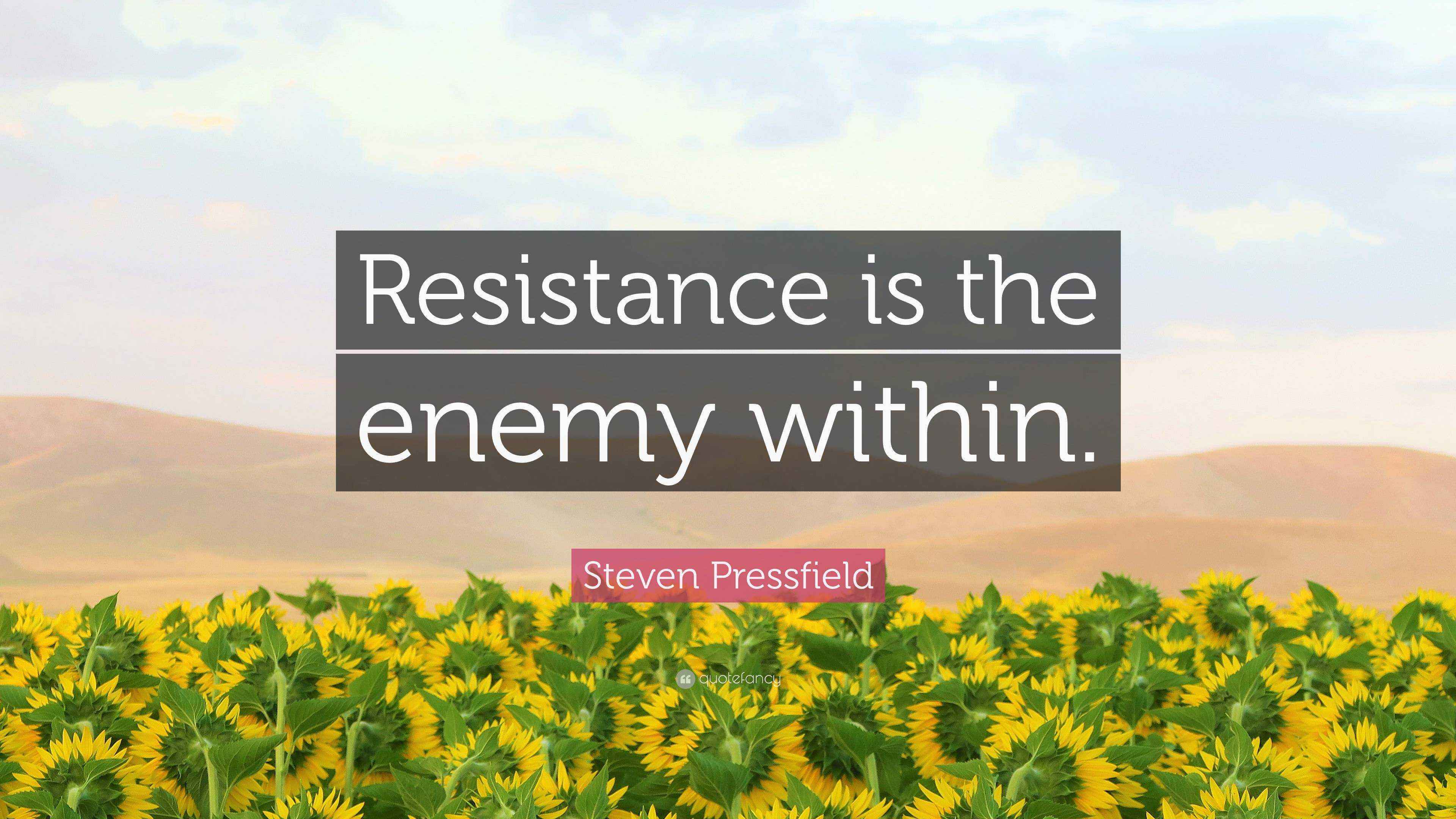 Steven Pressfield Quote: “Resistance is the enemy within.”