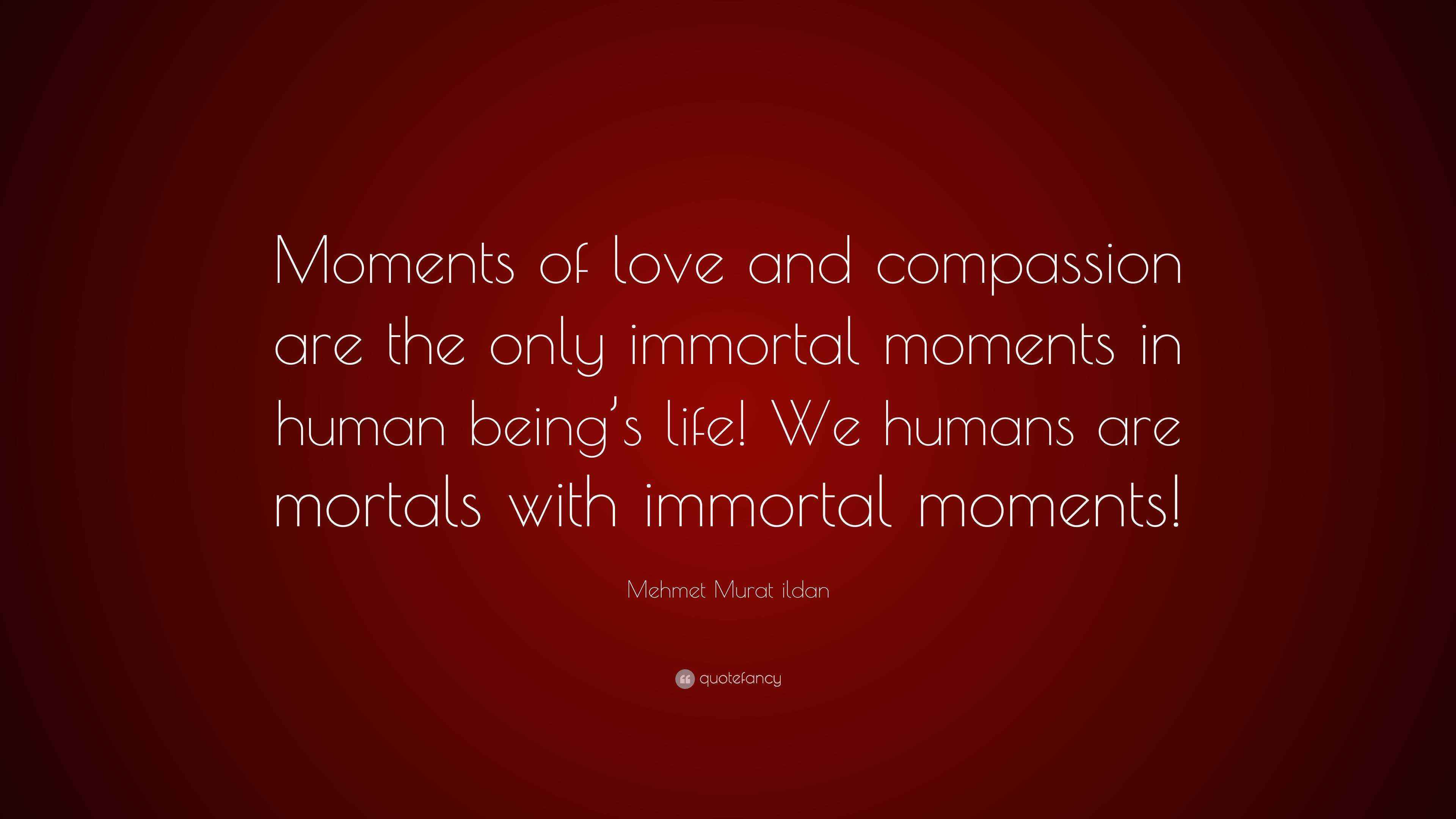 Mehmet Murat ildan Quote: “Moments of love and compassion are the only ...