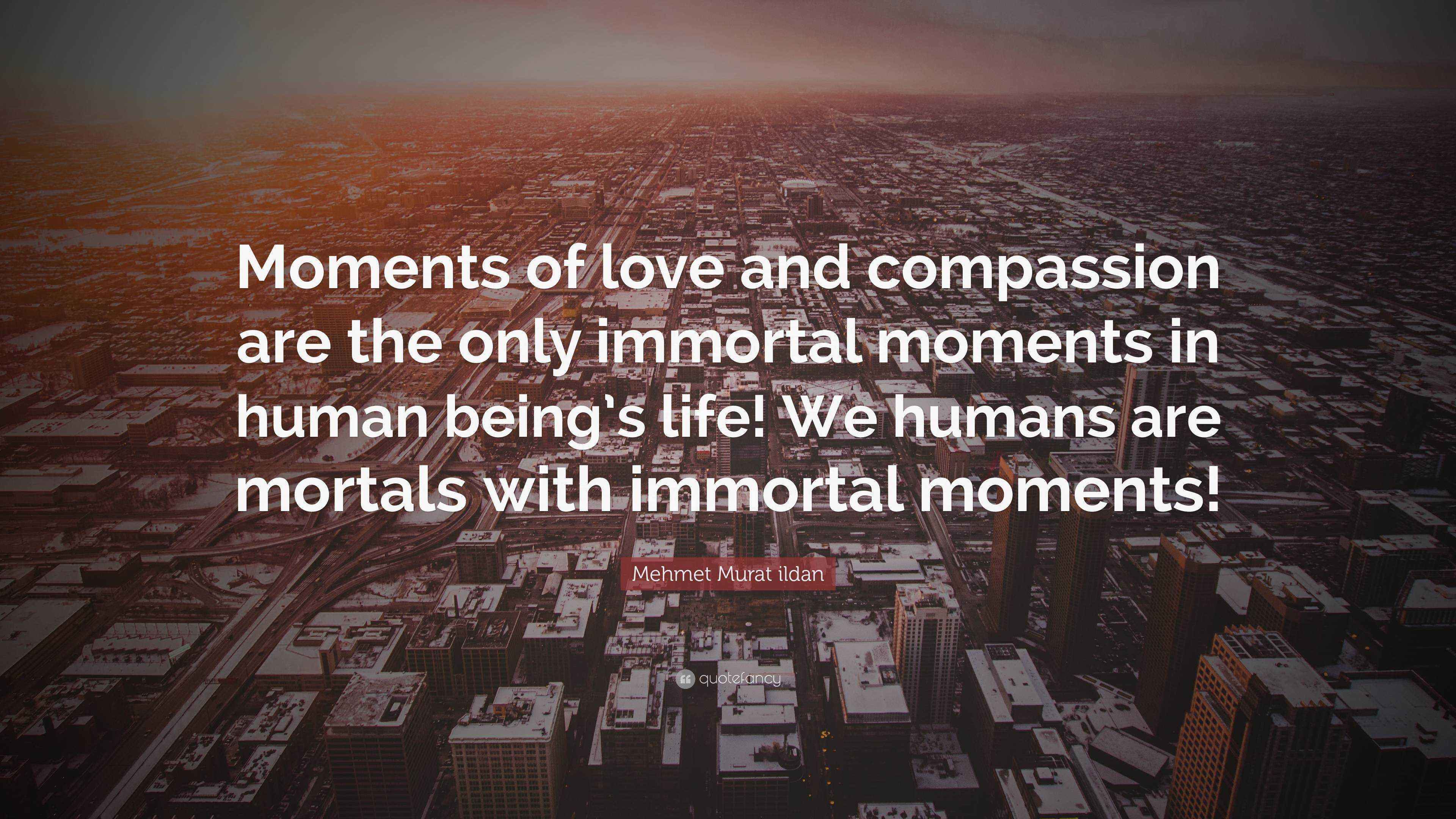 Mehmet Murat ildan Quote: “Moments of love and compassion are the only ...