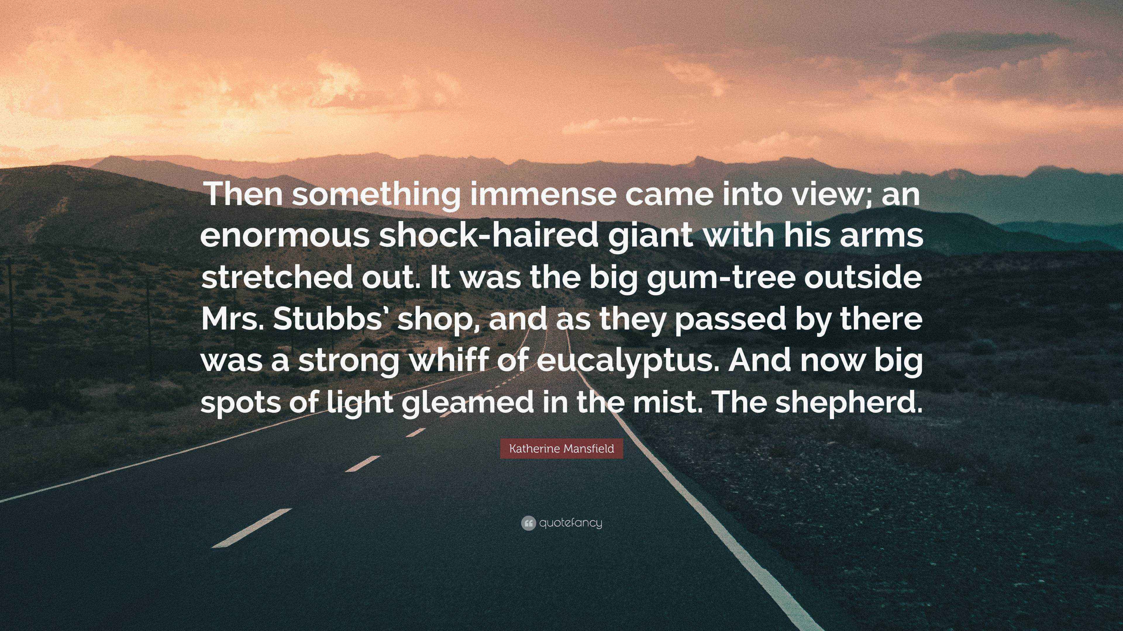 Katherine Mansfield Quote: “Then something immense came into view; an ...