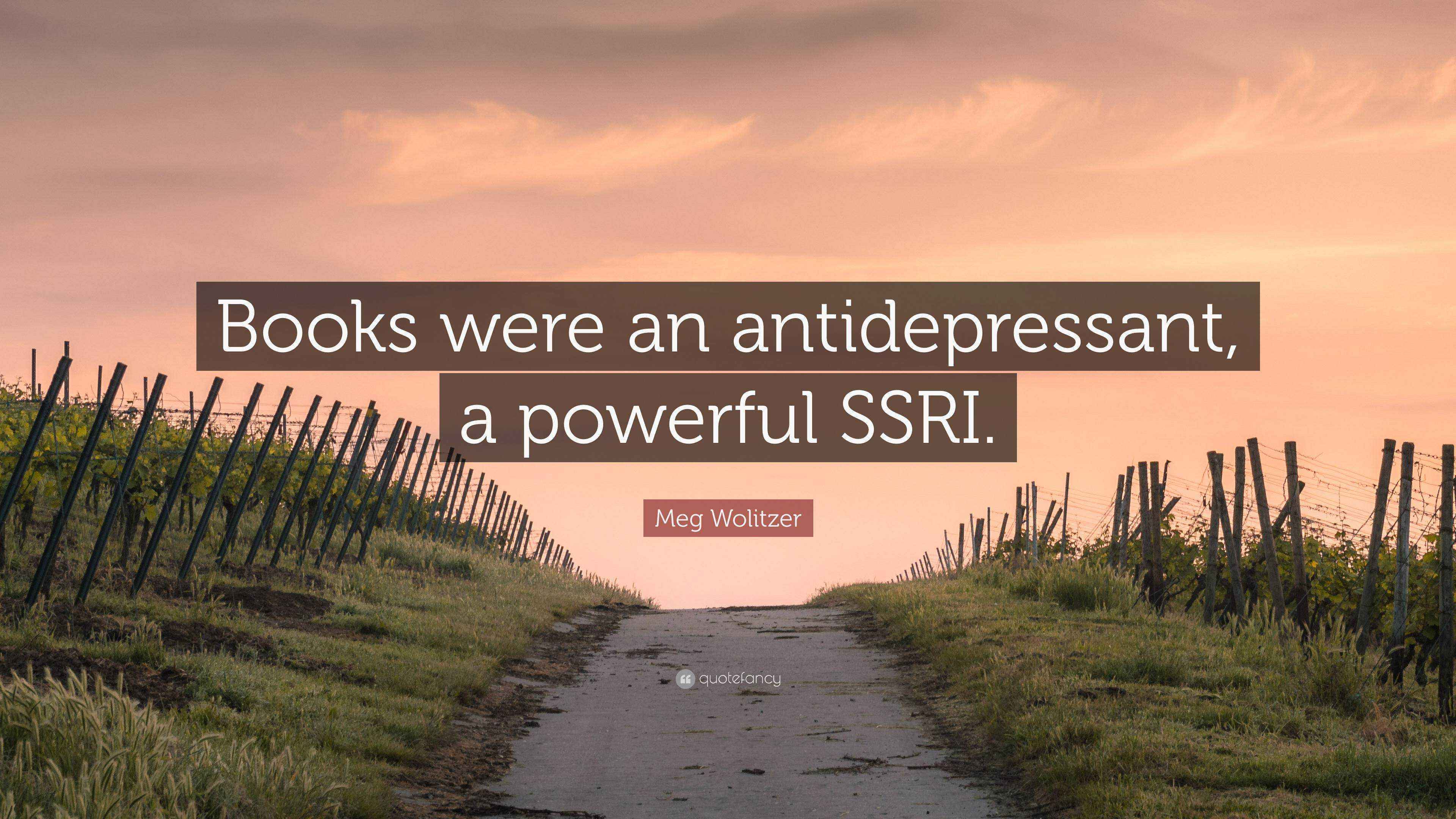 Meg Wolitzer Quote: “Books were an antidepressant, a powerful SSRI.”