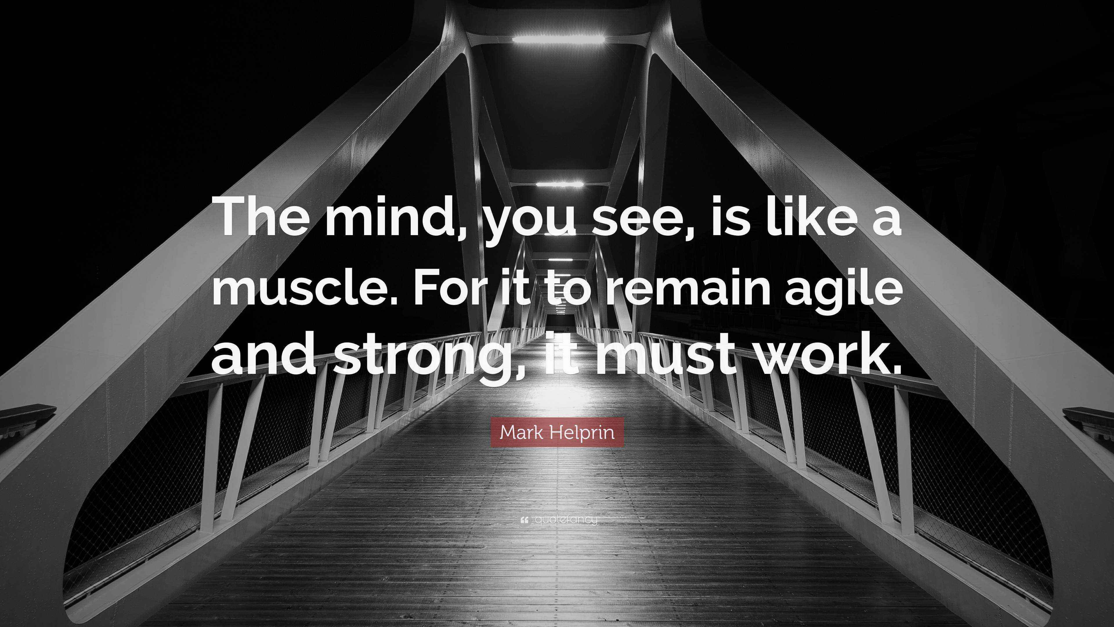 Mark Helprin Quote: “The mind, you see, is like a muscle. For it to ...