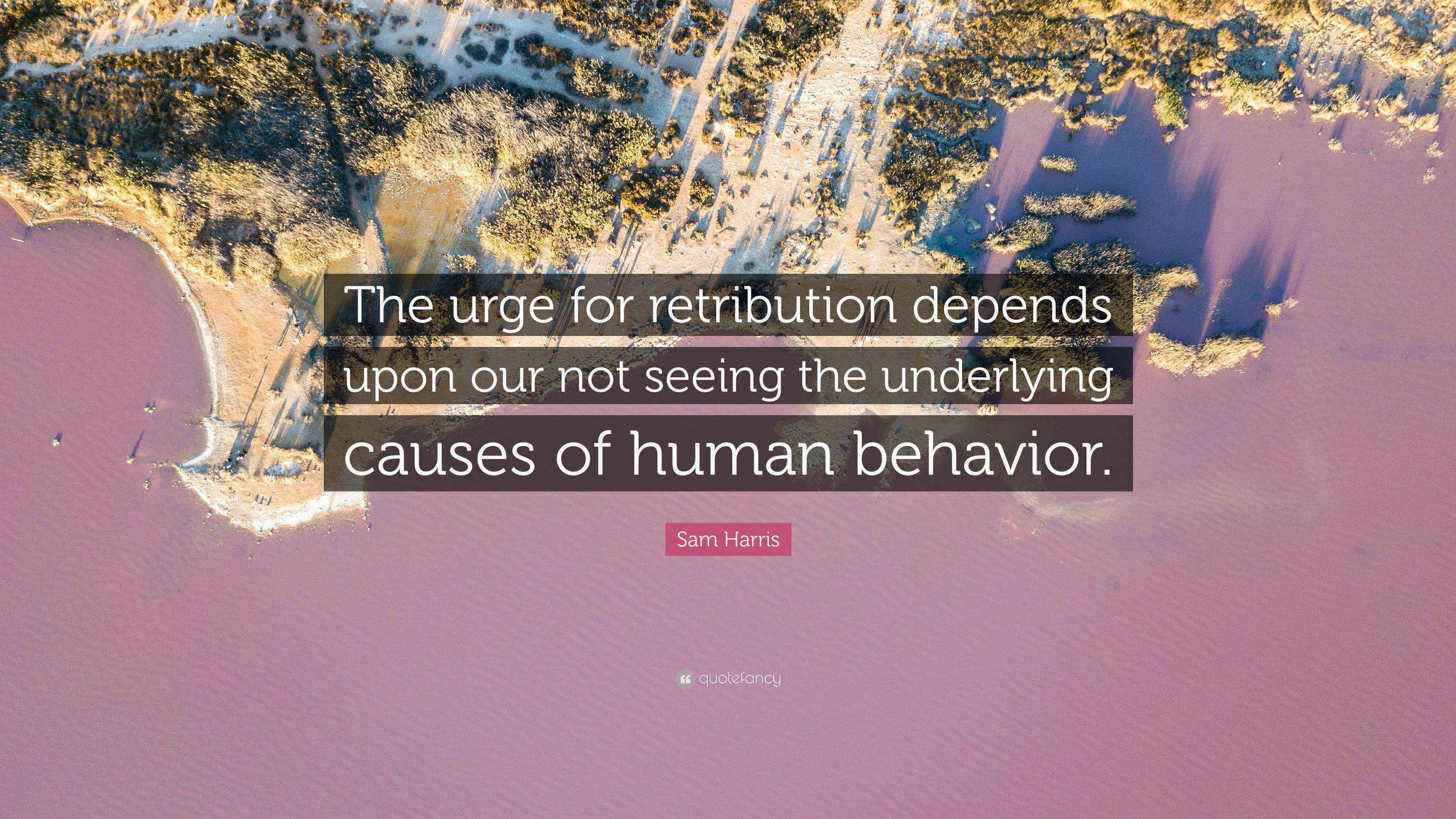 Sam Harris Quote: “The urge for retribution depends upon our not seeing ...