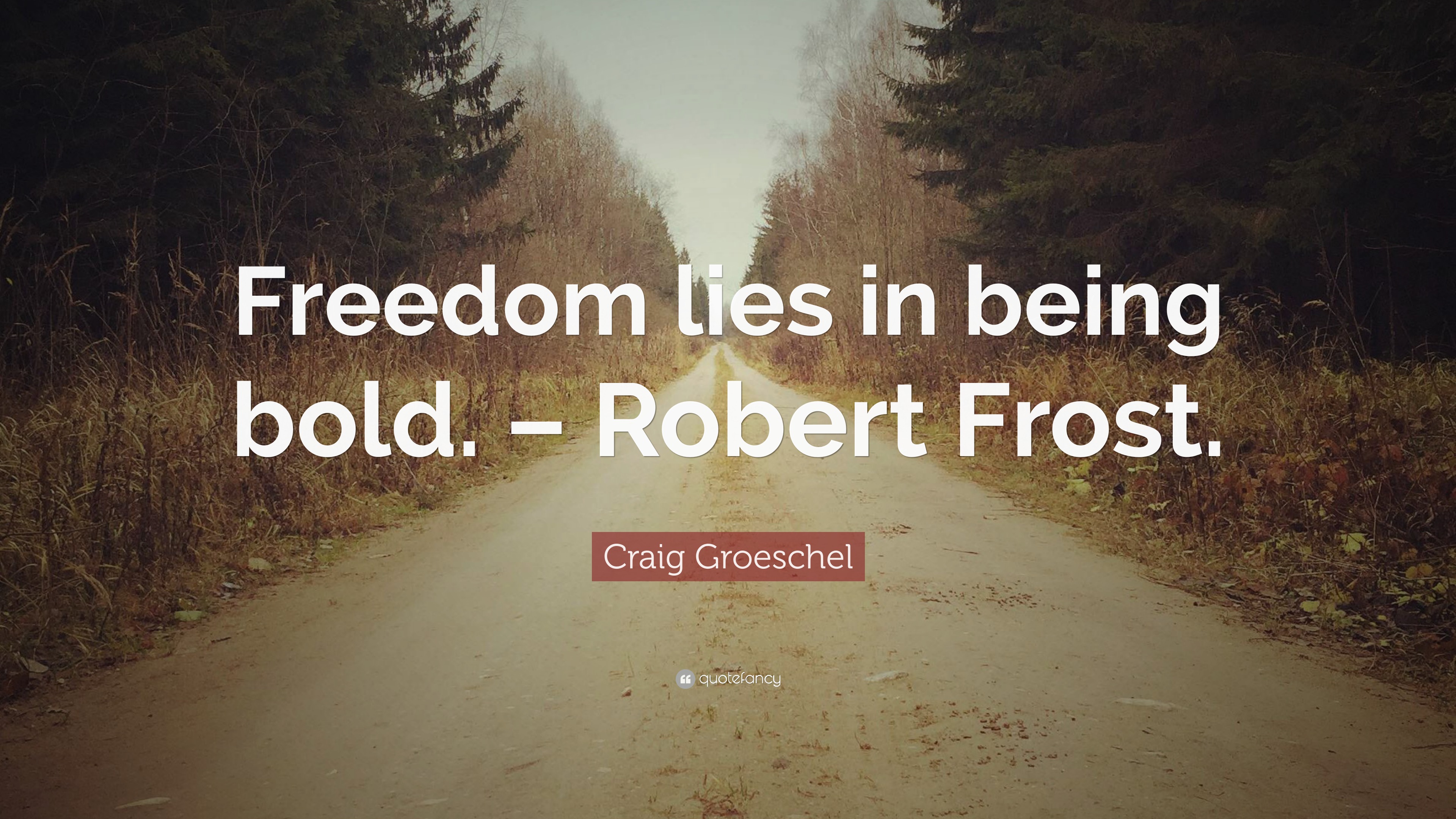 Craig Groeschel Quote: “Freedom lies in being bold. – Robert Frost.”