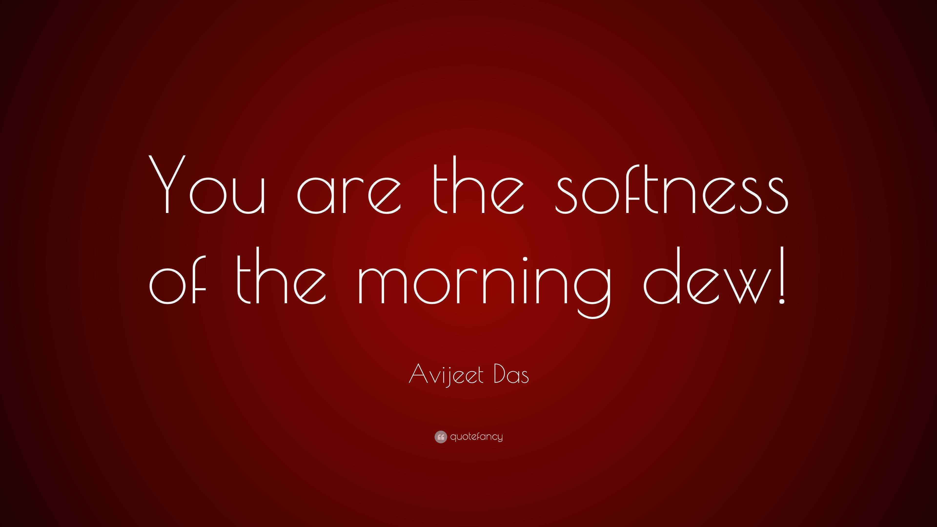 Avijeet Das Quote: “You are the softness of the morning dew!”