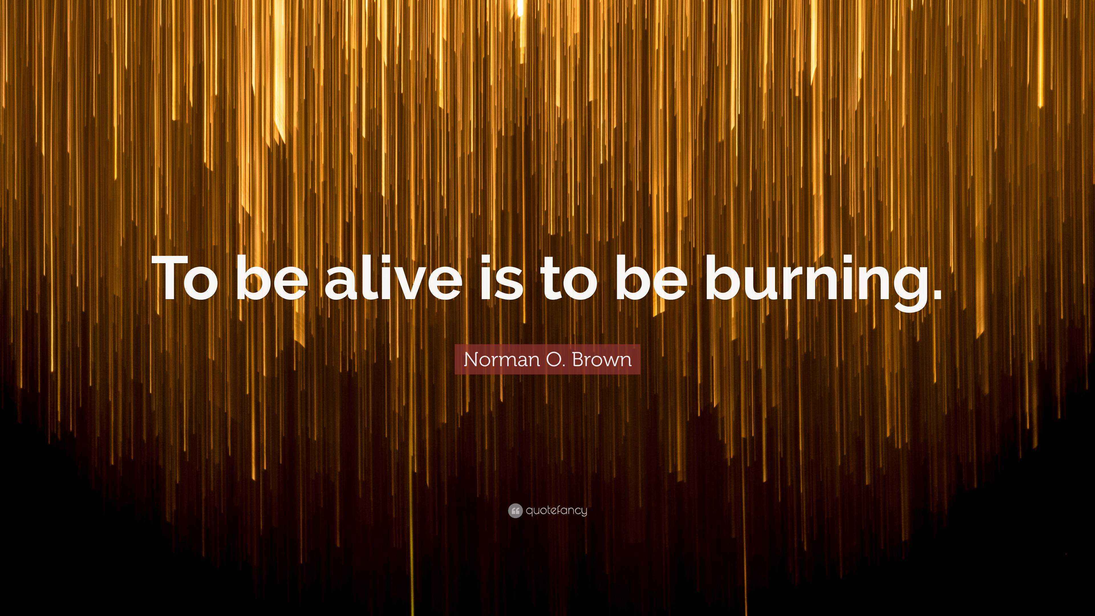 Norman O. Brown Quote: “To be alive is to be burning.”