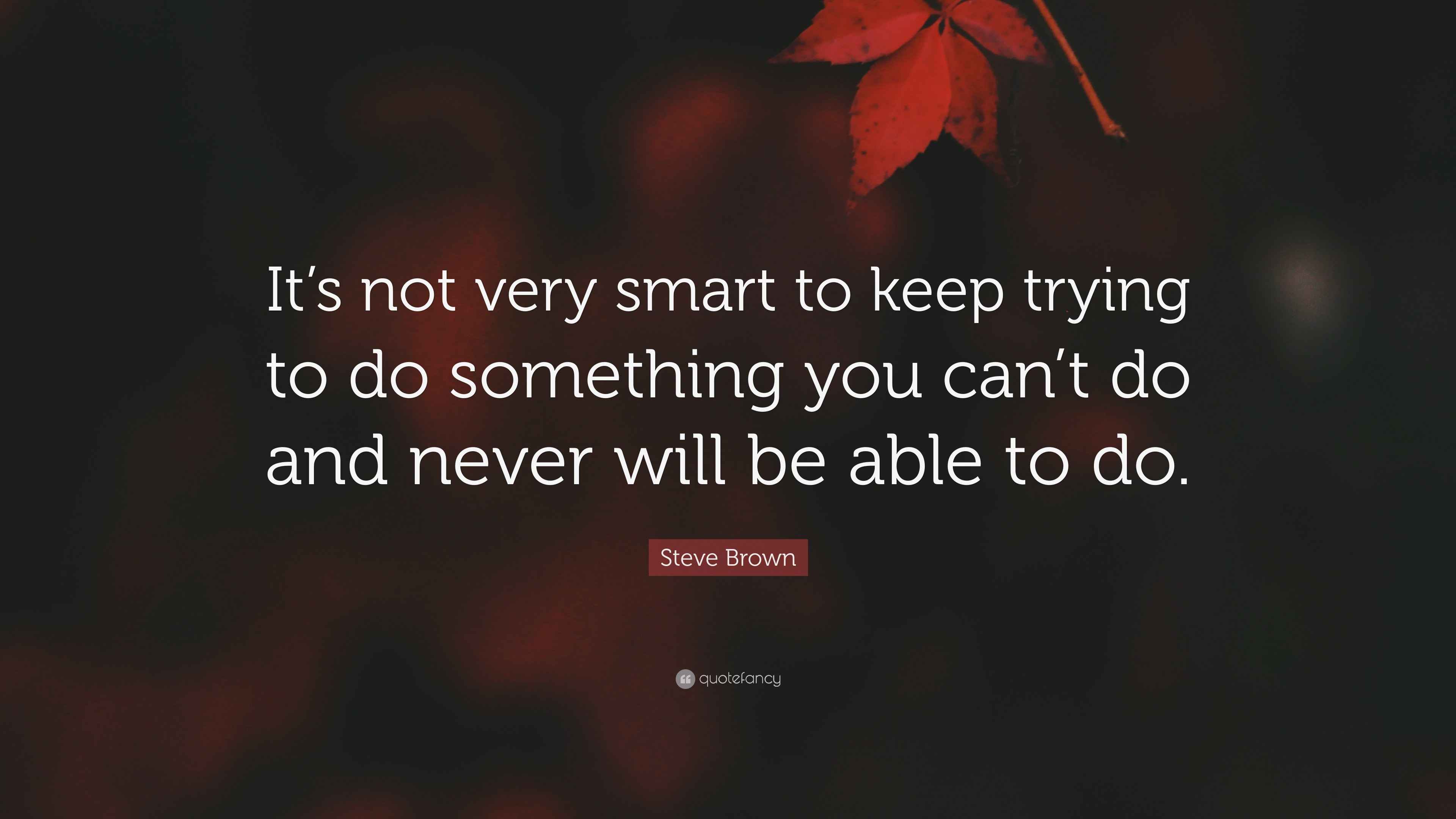 Steve Brown Quote: “It’s not very smart to keep trying to do something ...