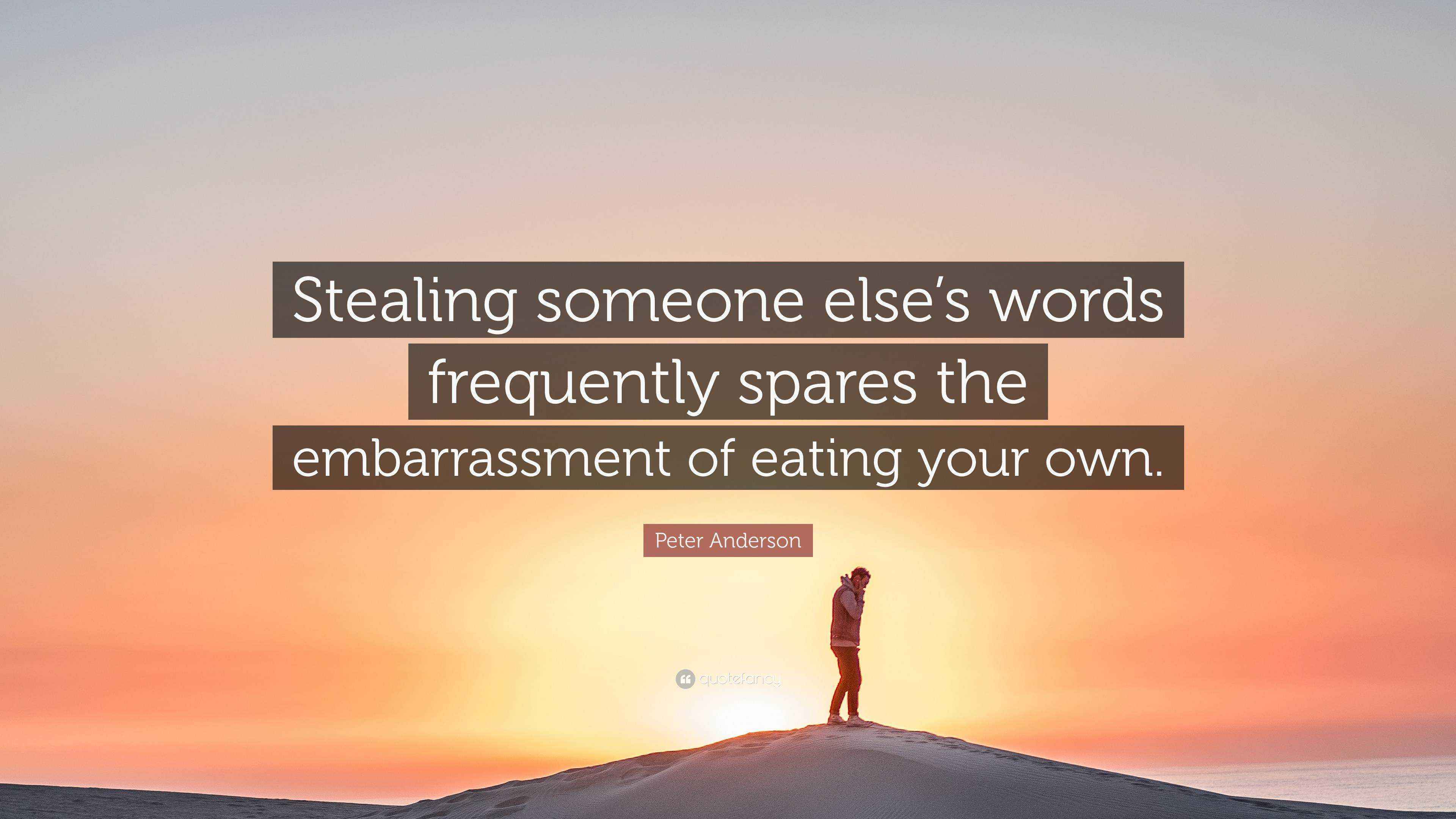 Peter Anderson Quote: “Stealing someone else’s words frequently spares ...