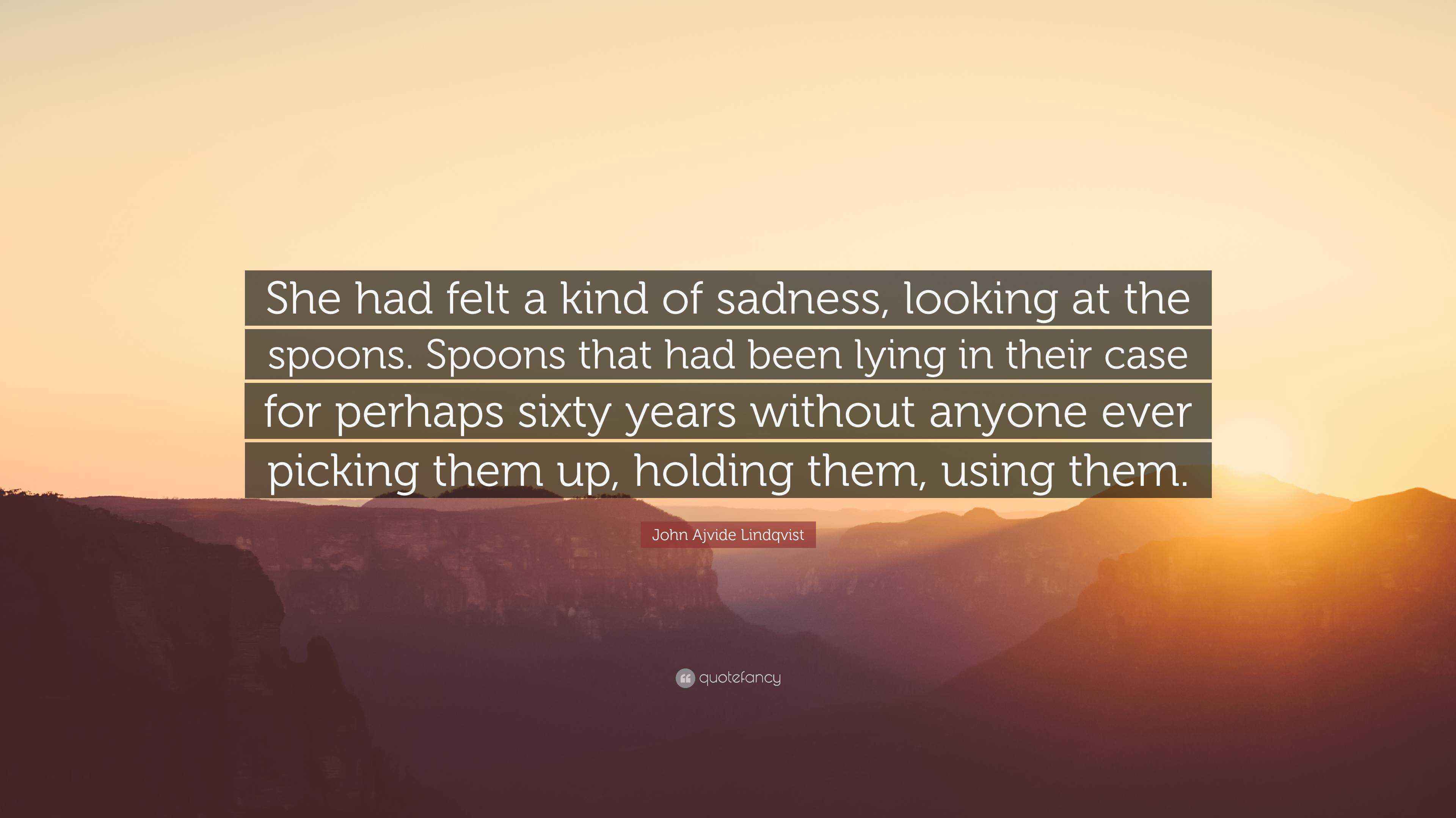 John Ajvide Lindqvist Quote: “She had felt a kind of sadness, looking ...