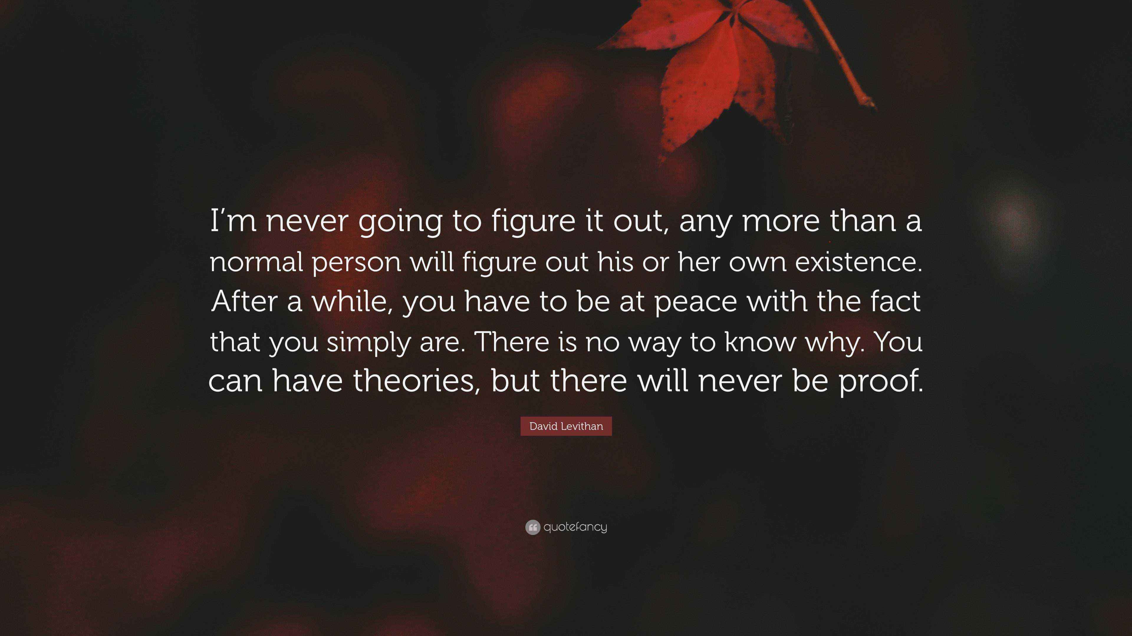 David Levithan Quote: “I’m never going to figure it out, any more than ...