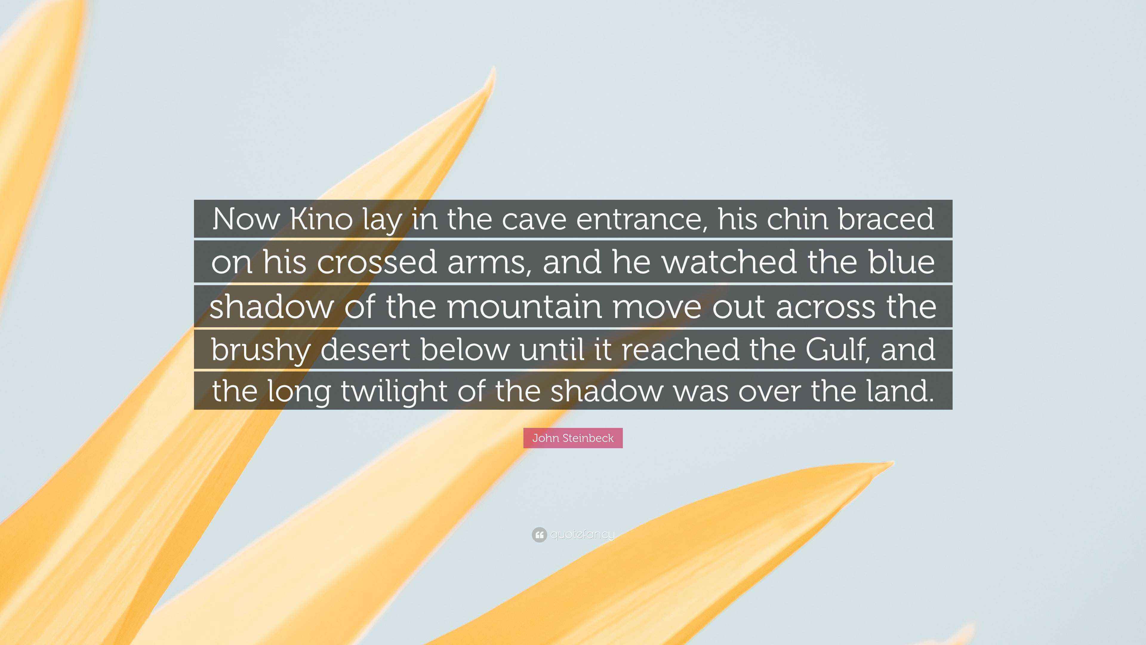John Steinbeck Quote: “Now Kino lay in the cave entrance, his chin ...