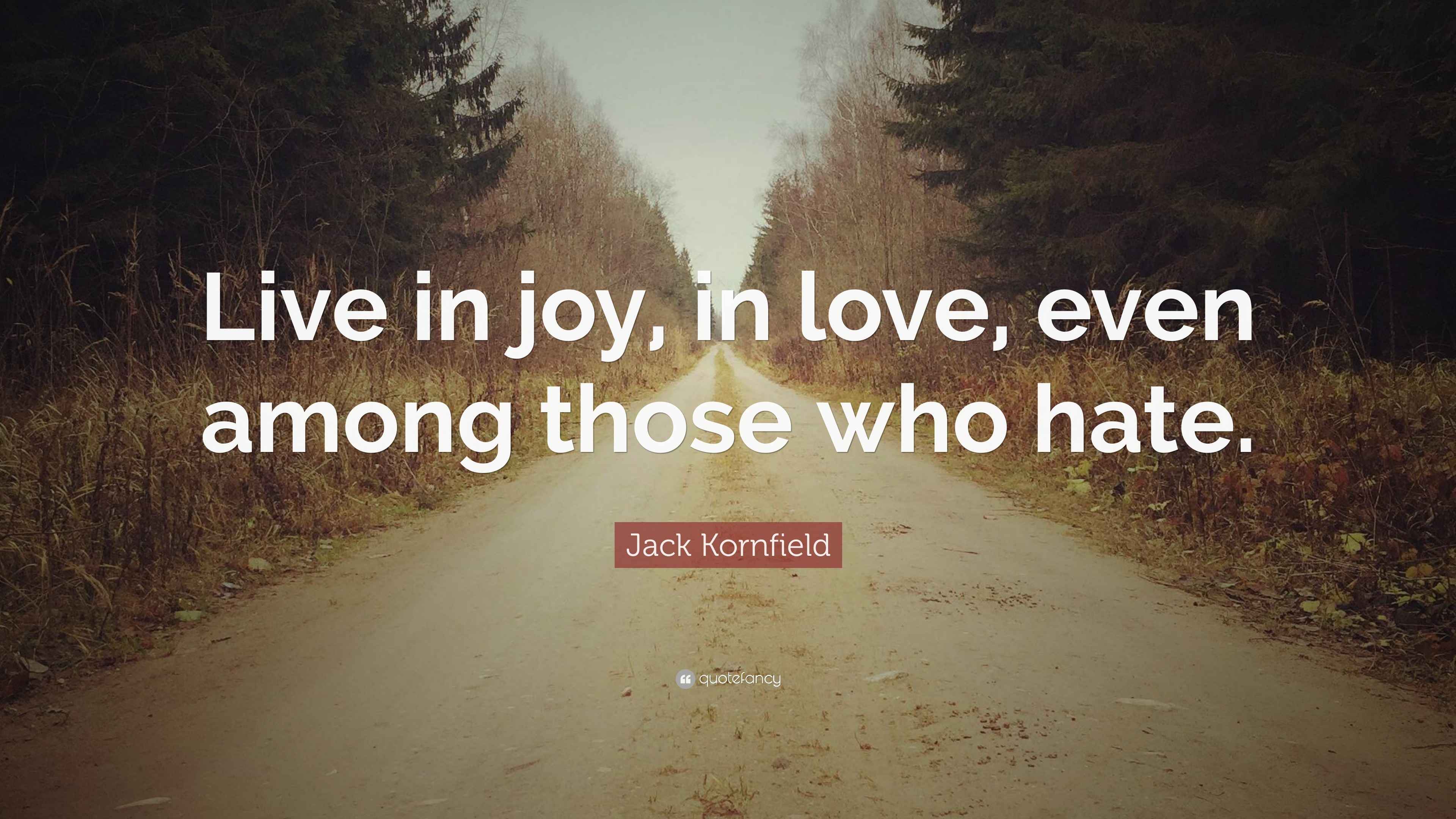 Jack Kornfield Quote: “Live in joy, in love, even among those who hate.”